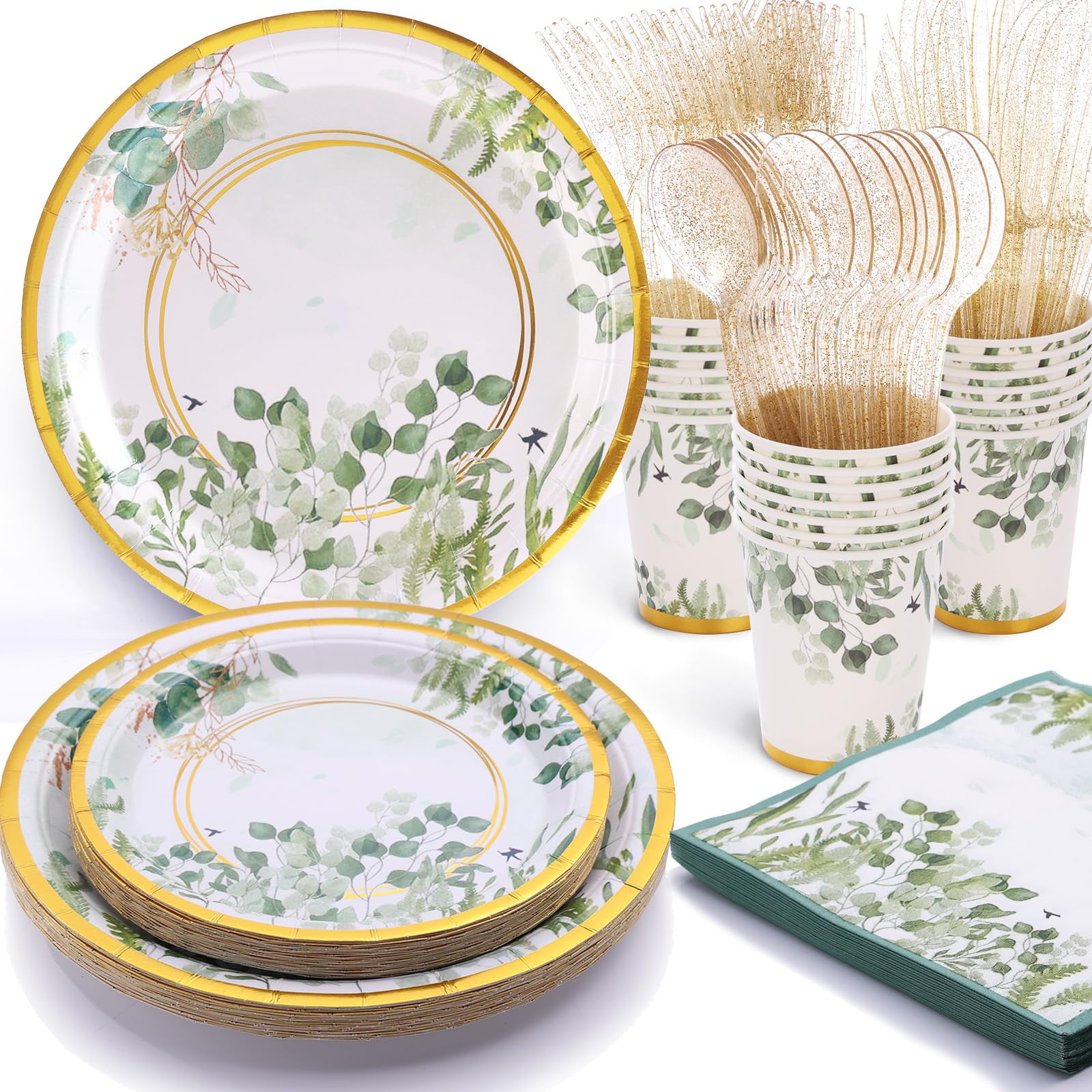 Primoplo Sage Green Plates and Napkins AFN1Party Supplies - Sage Green ...