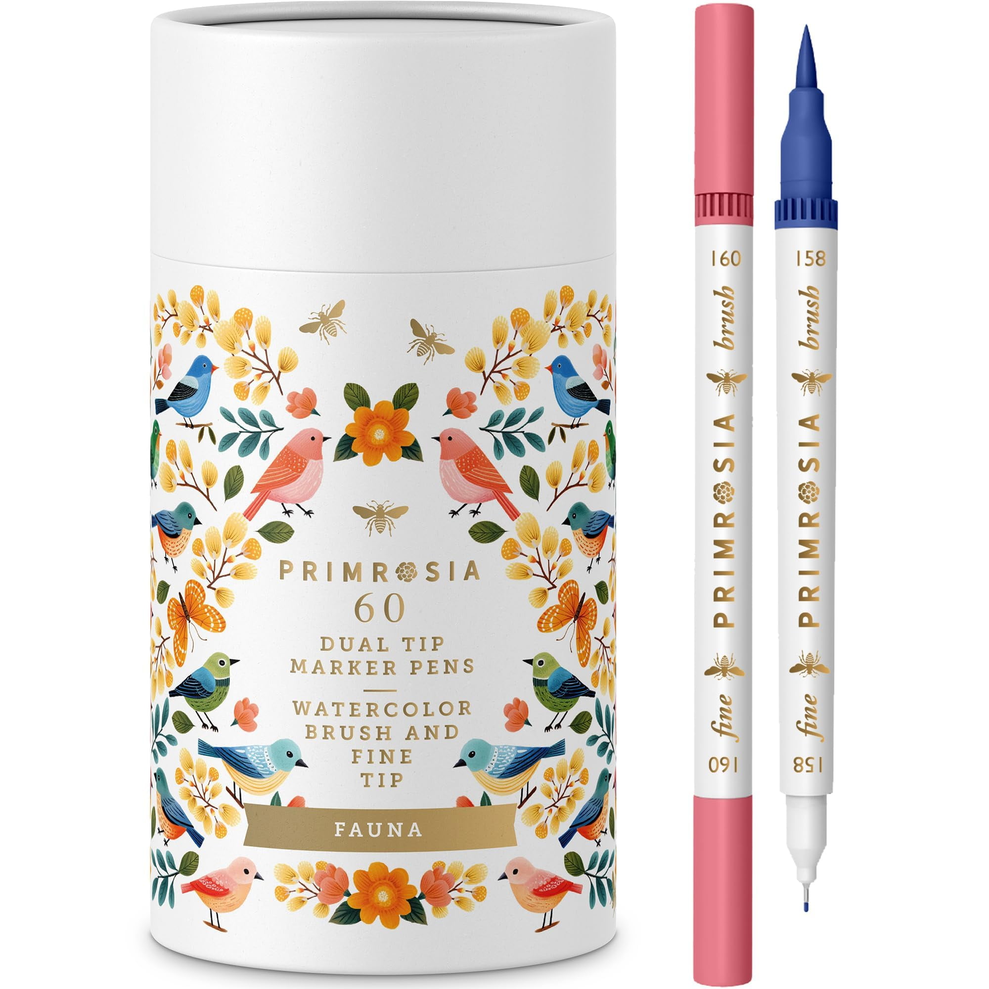 Primrosia Fauna - 60 Dual Tip AIS1 Watercolor Brush and Fine Tip Pens ...
