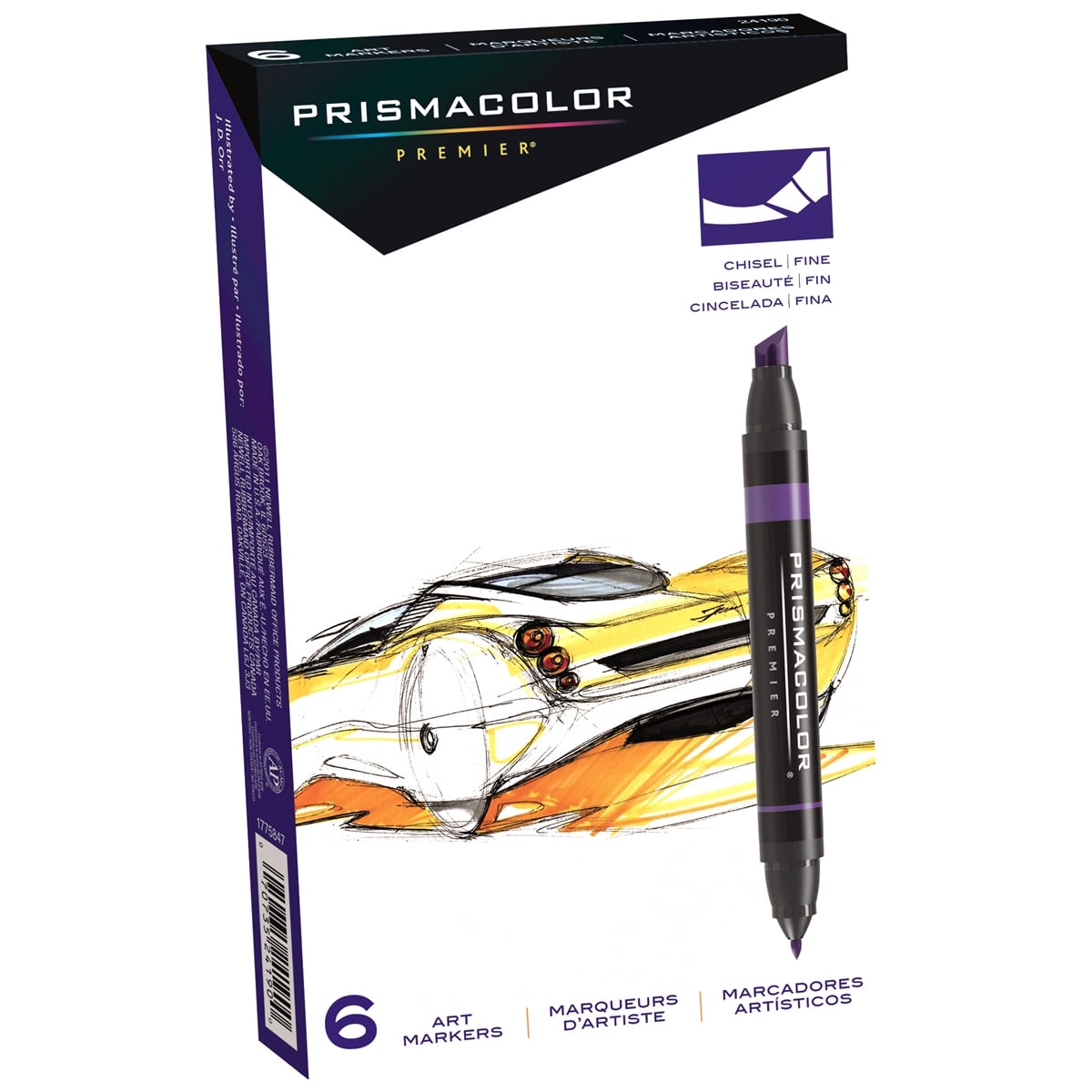 Primsacolor Premier Double Ended Chisel Tip & Fine Tip Art Markers, 6 ...