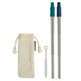 Primula 4 Piece Stainless Steel Collapsible Straw Set, Navy and Teal ...