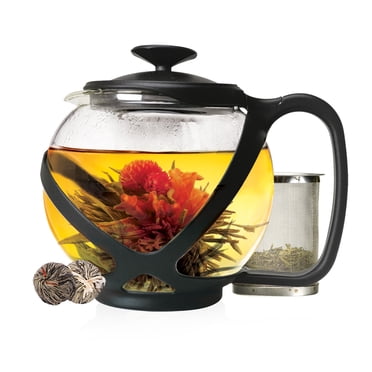Kendal 27oz Glass Teapot with Removable Infuser, Tea Warmer, and 6 Cups ...