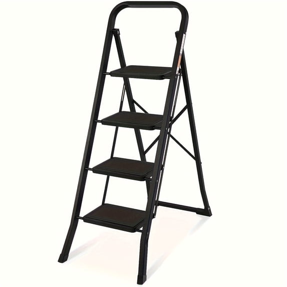 Primy 4 Step Ladder, Folding Step Stool with Extra Wide Anti-Slip Pedal ...