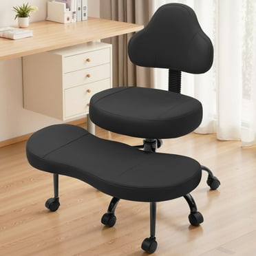 Pinmoco Ergonomic Cross Legged Swivel Chair, Adjustable Height and Teddy Fabric, Meditation ...