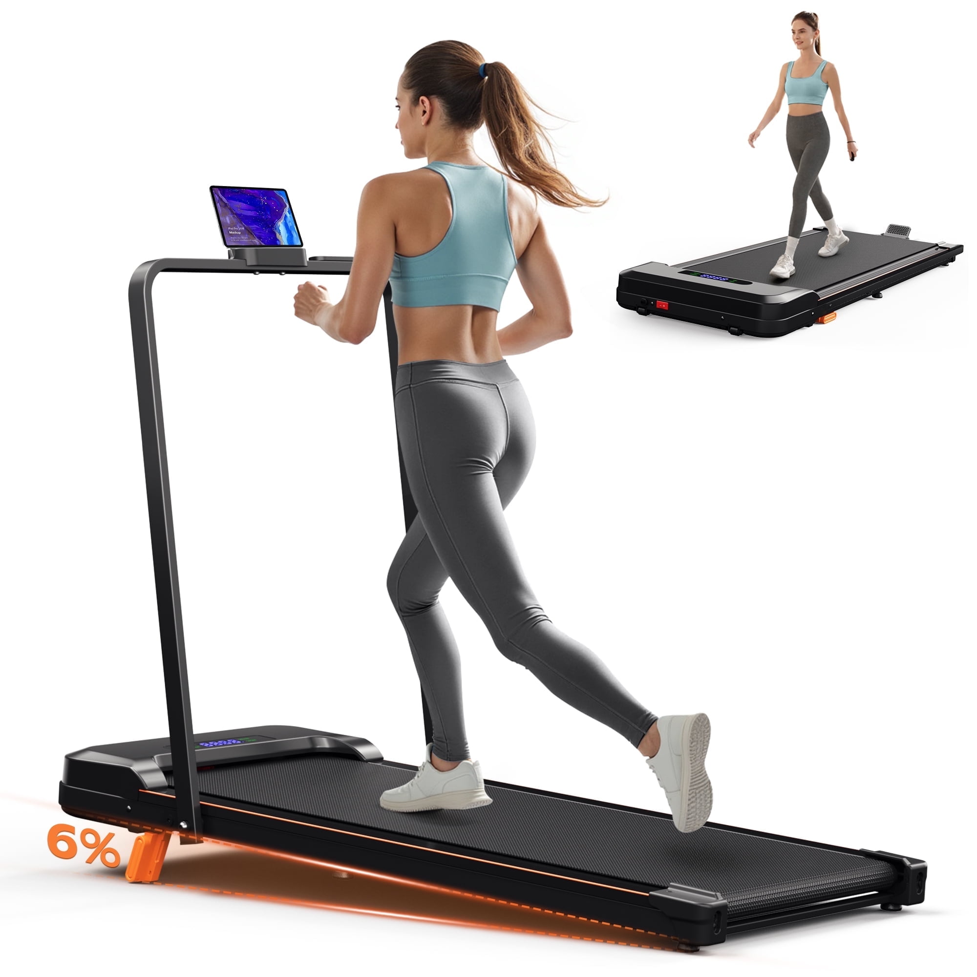 Primy Walking Pad with Incline and Handle, 4 in 1 Compact Under Desk ...