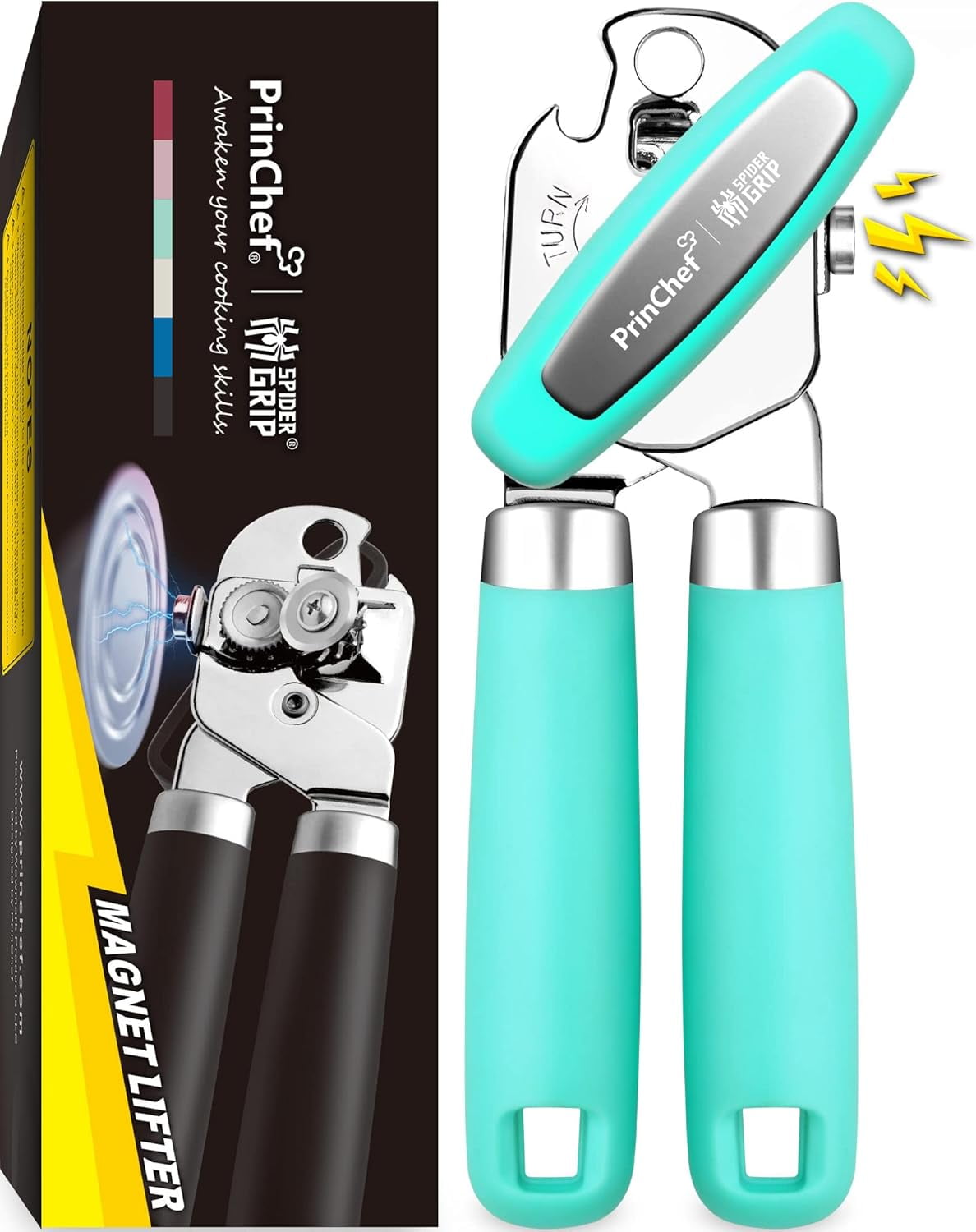 PrinChef Manual Can Opener with Magnet, Smooth Edge, Sharp Blade, Easy ...