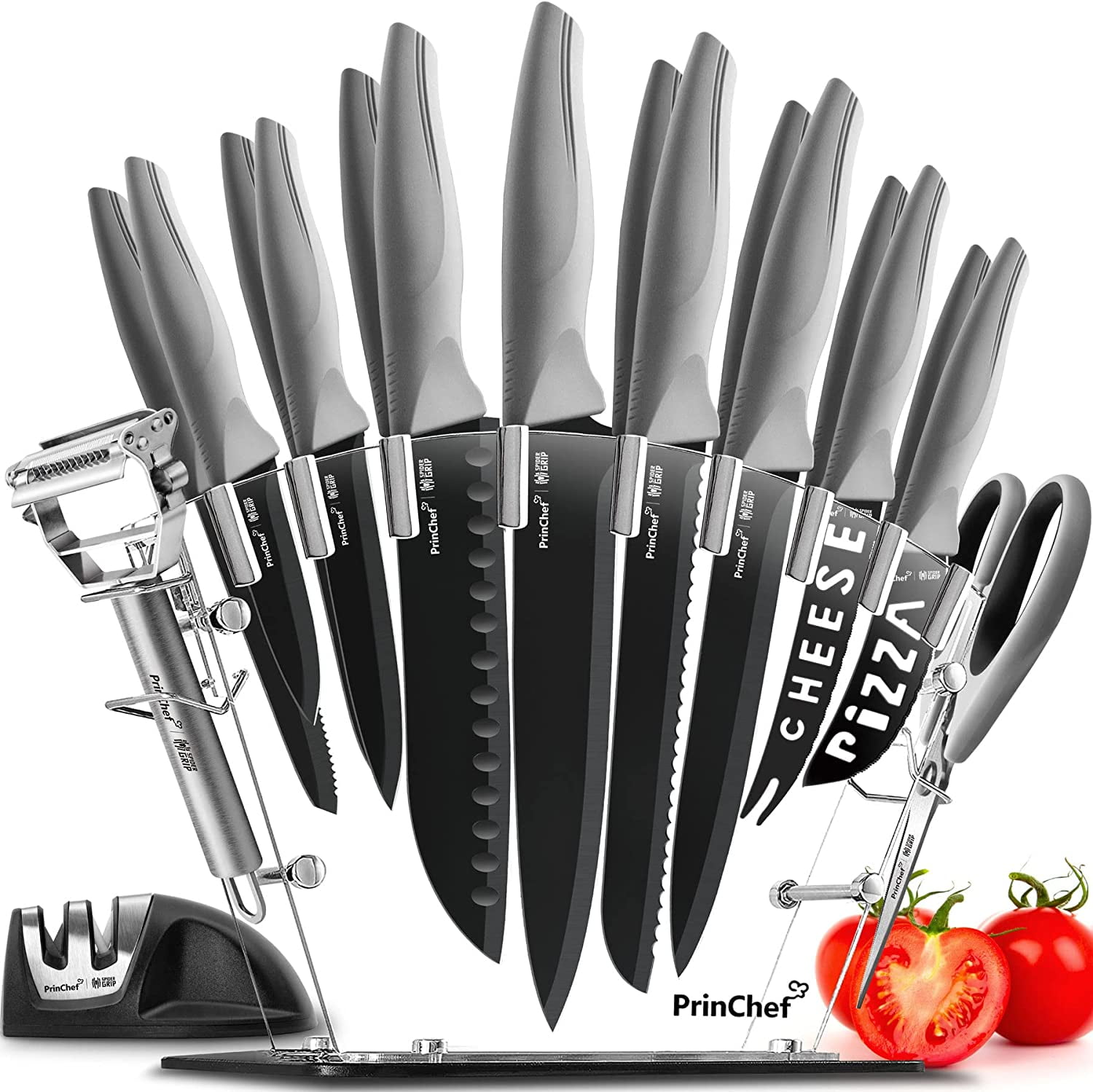 Free Shipping! PrinChef Knife Set, 19 Pcs Rust Proof Knives Set for ...