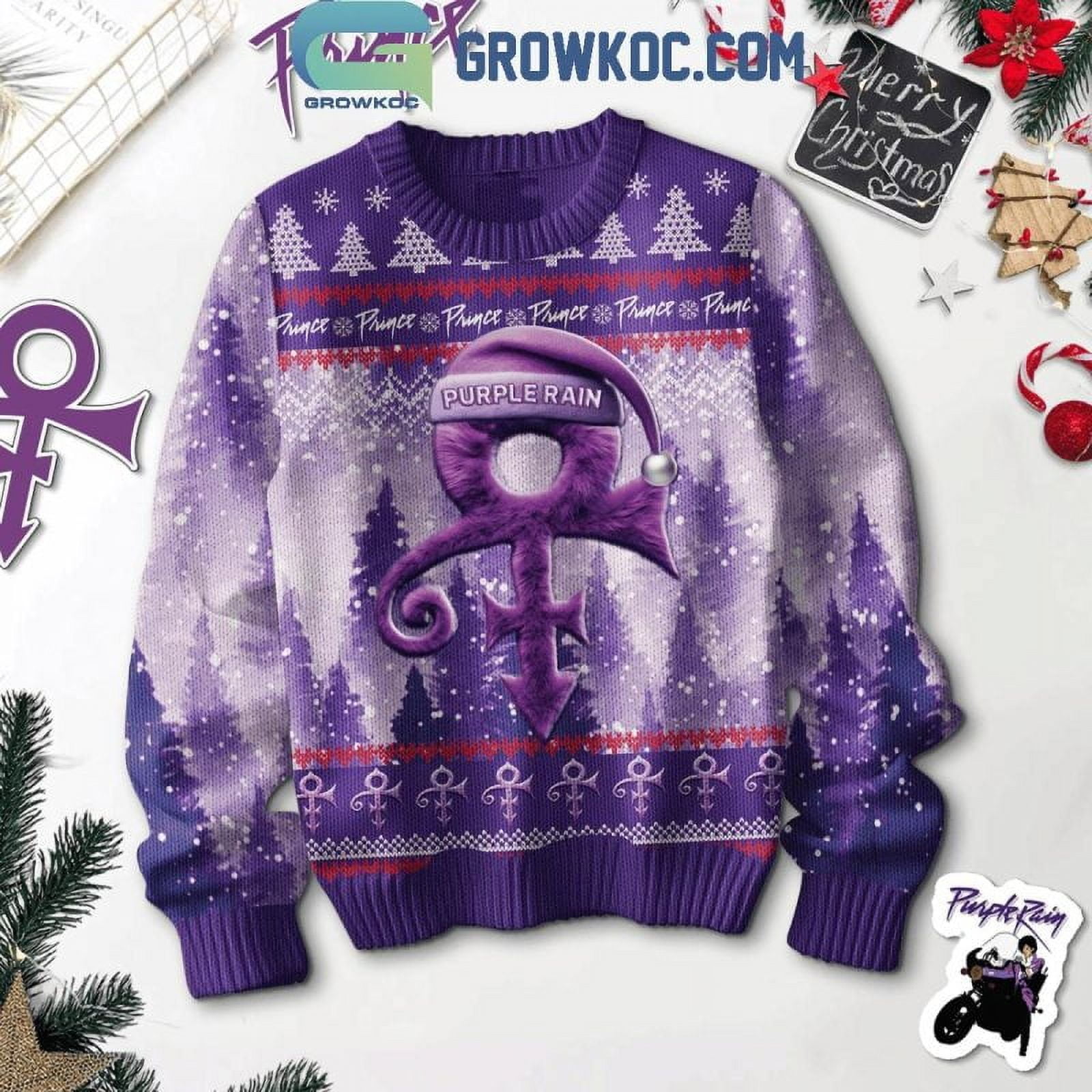 Prince 2024 Purple Rain In Christmas Ugly Sweater - Walmart.com