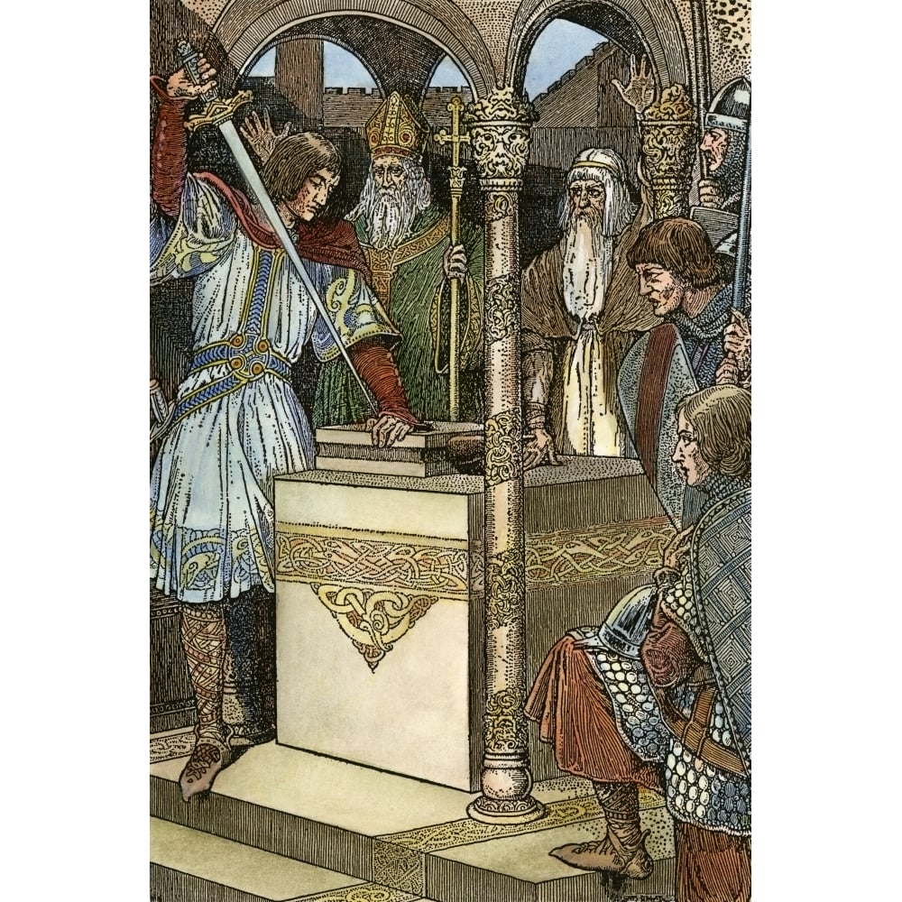 Prince Arthur 1923. Narthur Drawing The Sword From The Stone ...