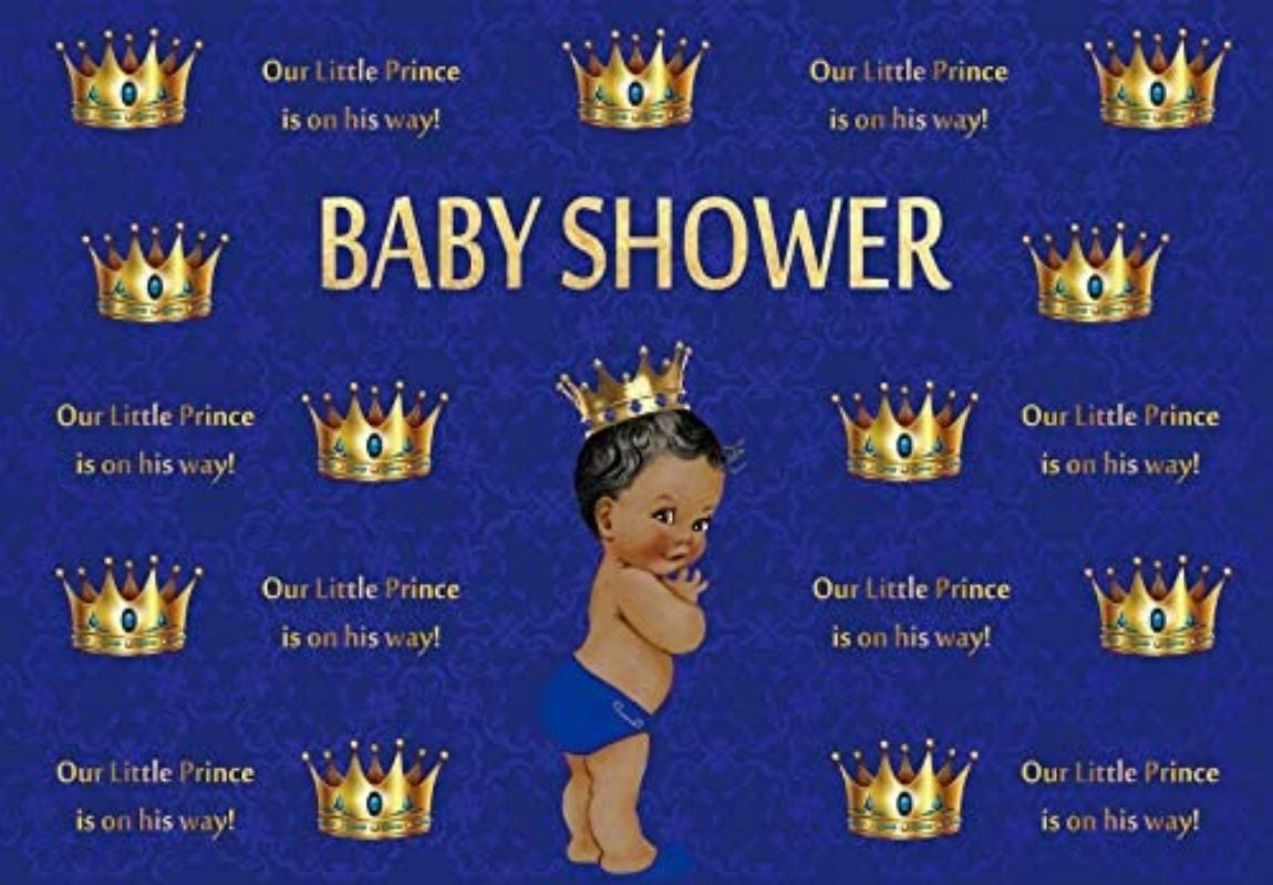 Prince Background Blue Gold Backdrop Party Baby Shower Thr Birthday ...