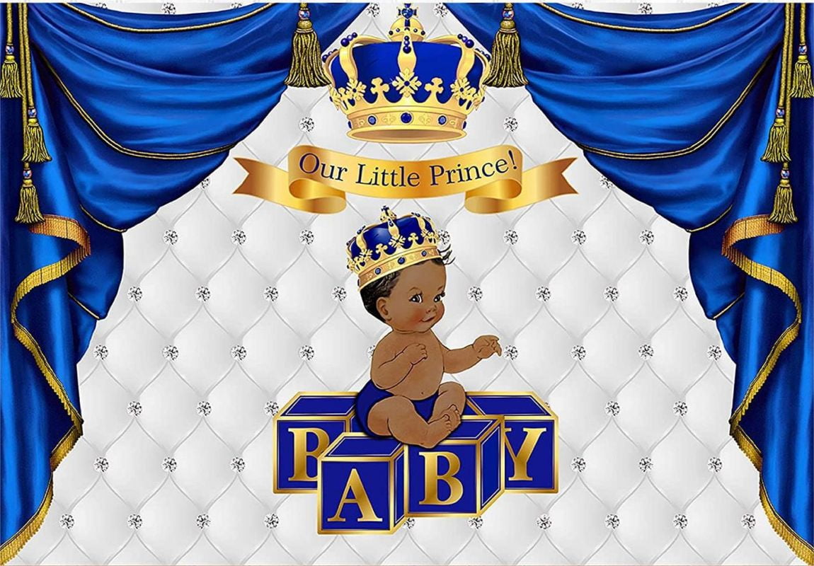 Prince Background Blue Gold Backdrop Party Baby Shower Thr Birthday ...
