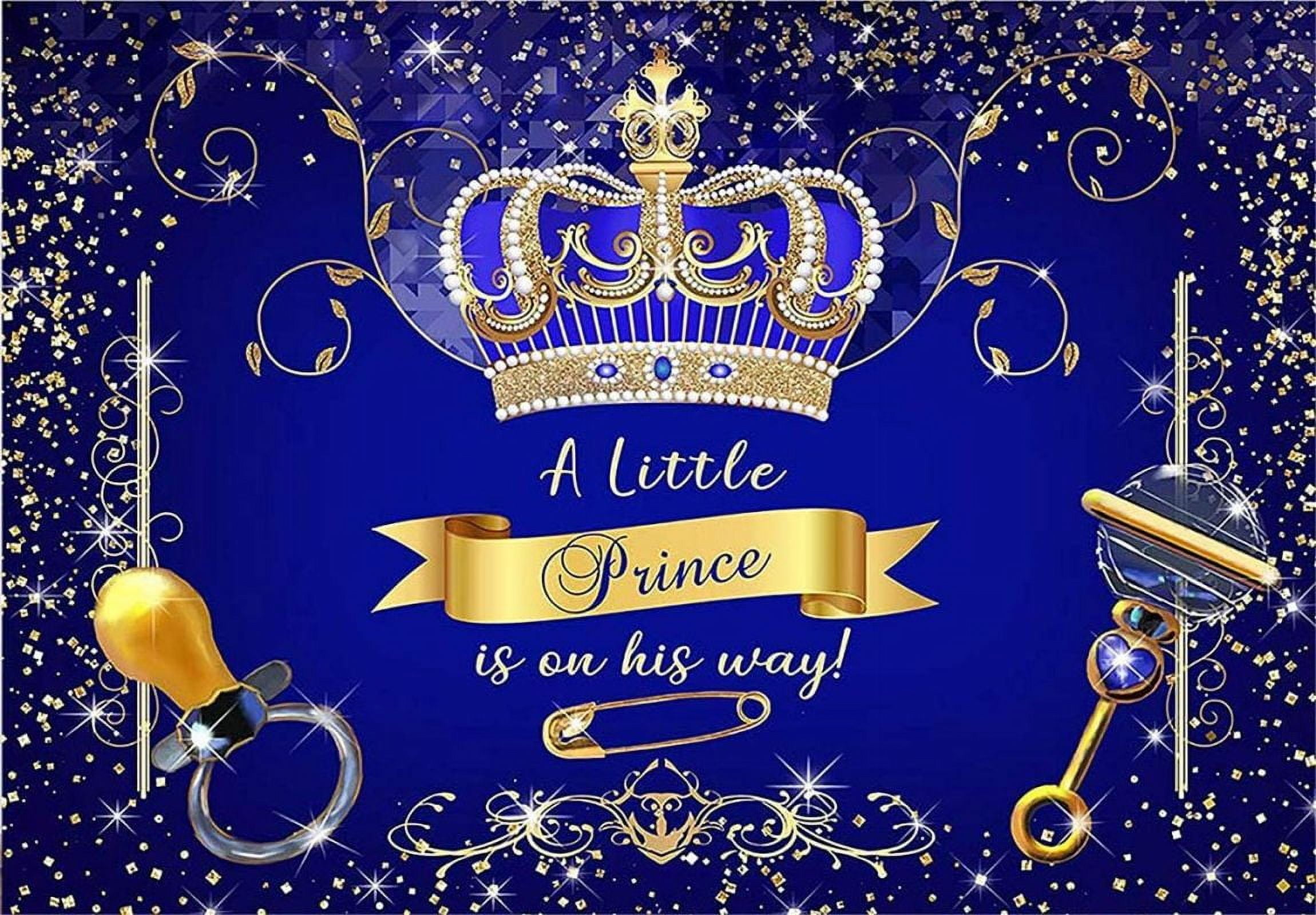 Prince Background Blue Gold Backdrop Party Baby Shower Thr Birthday ...