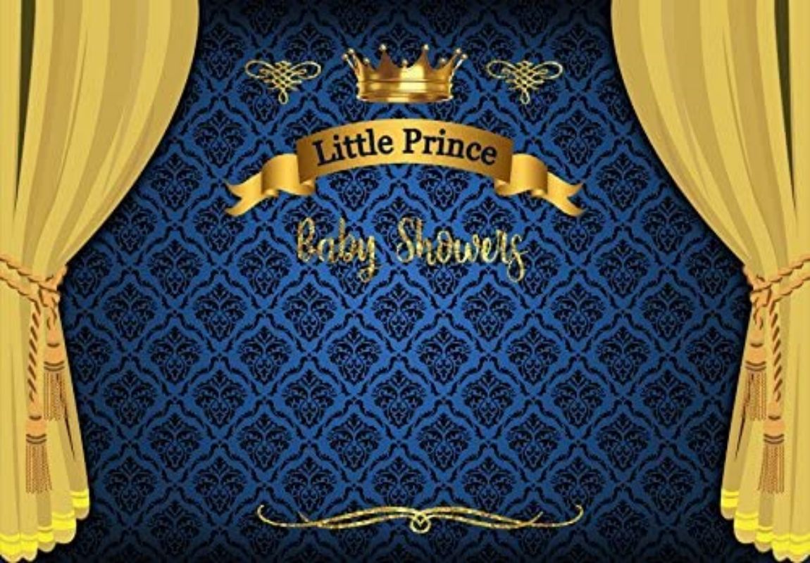 Prince Background Blue Gold Backdrop Party Baby Shower Thr Birthday ...