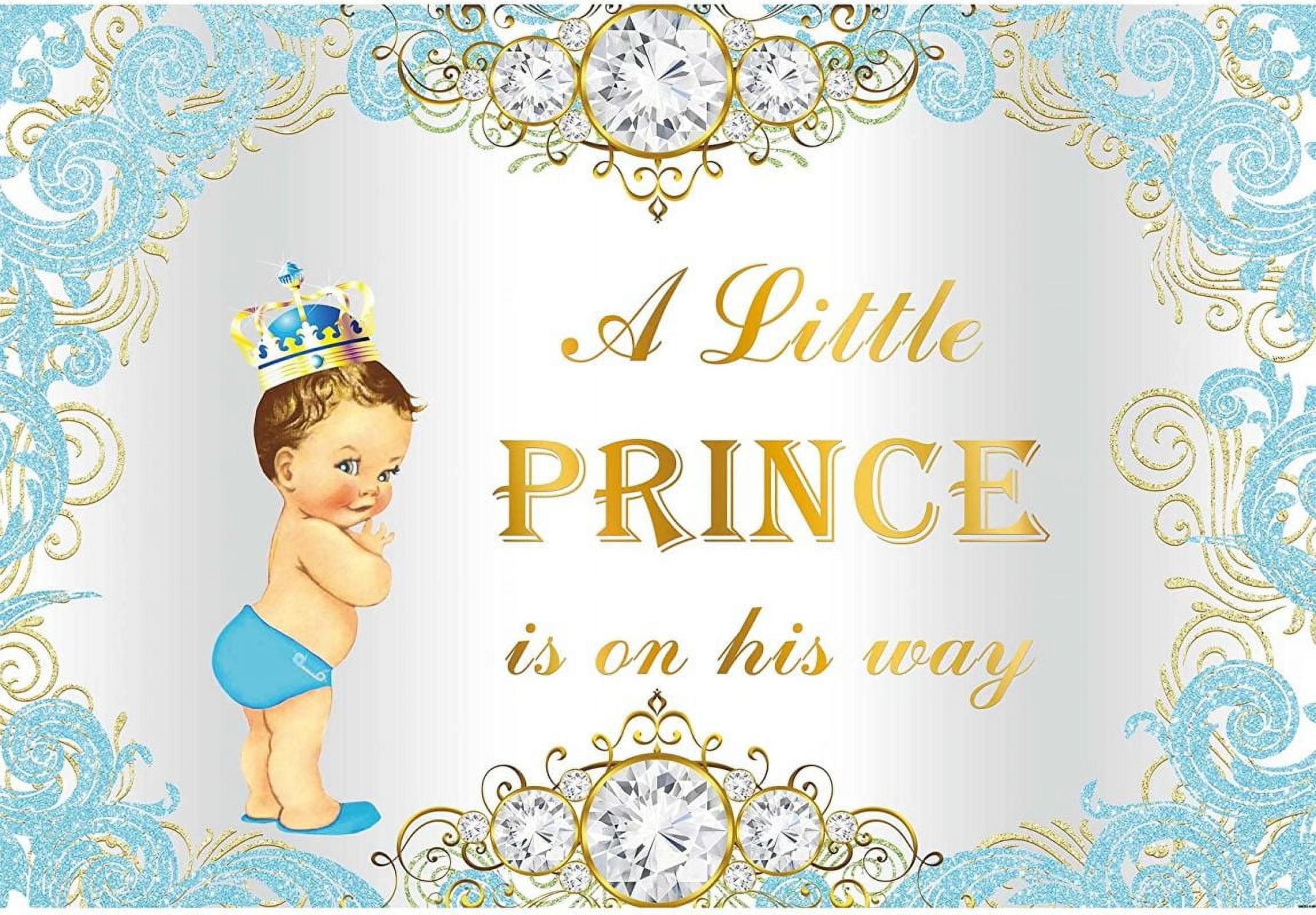 Prince Background Blue Gold Backdrop Party Baby Shower Thr Birthday ...