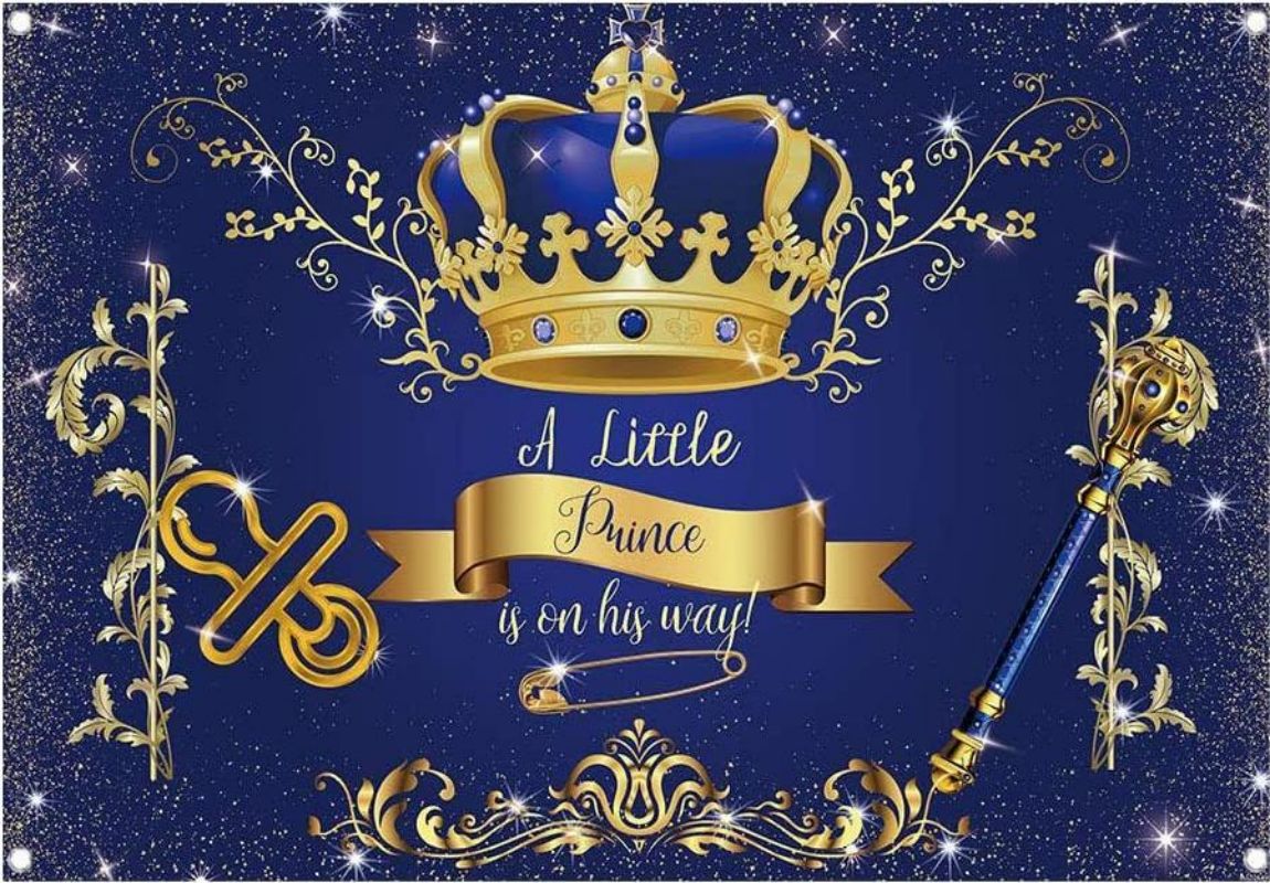 Prince Background Blue Gold Backdrop Party Baby Shower Thr Birthday ...