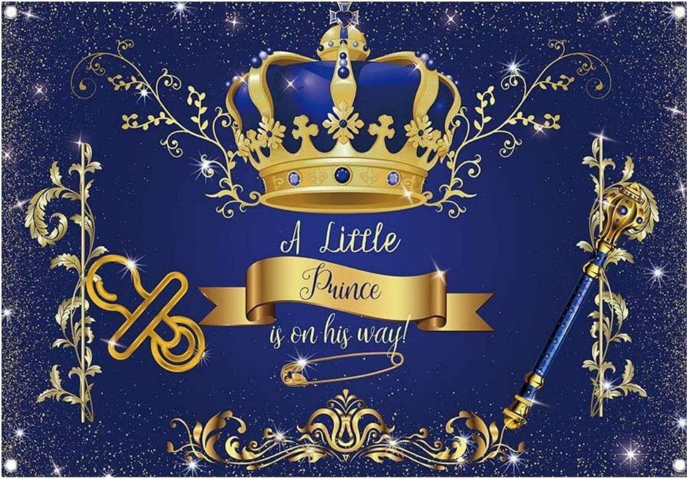 Prince Background Blue Gold Backdrop Party Baby Shower Thr Birthday ...