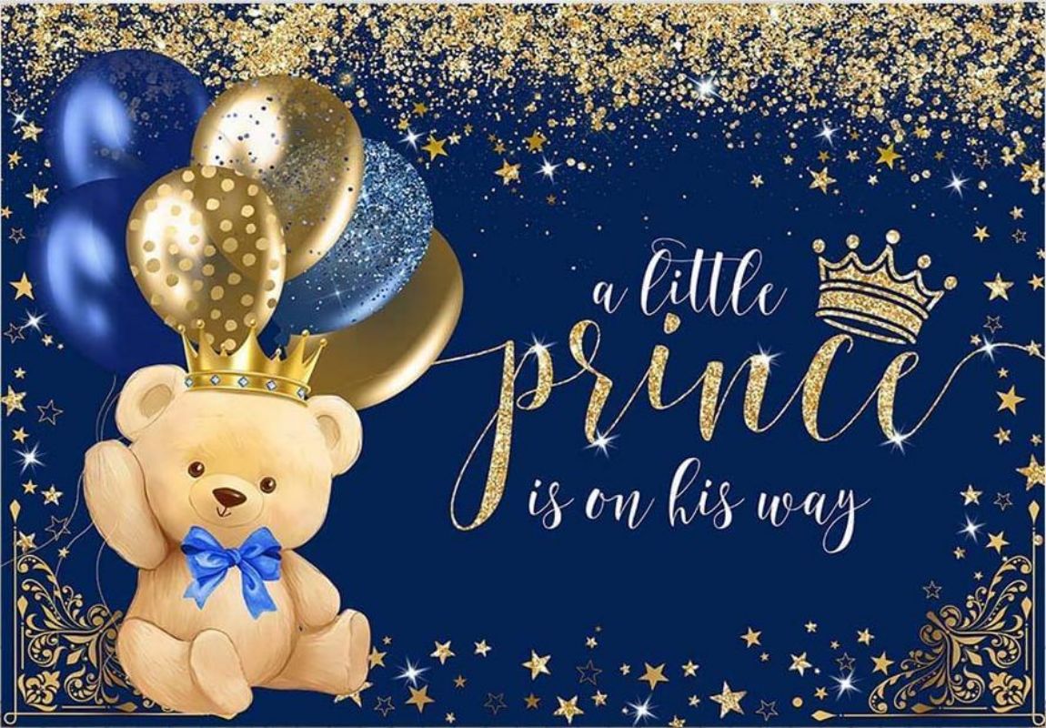 Prince Background Crown Birthday ration Banner Photography Backdrops ...