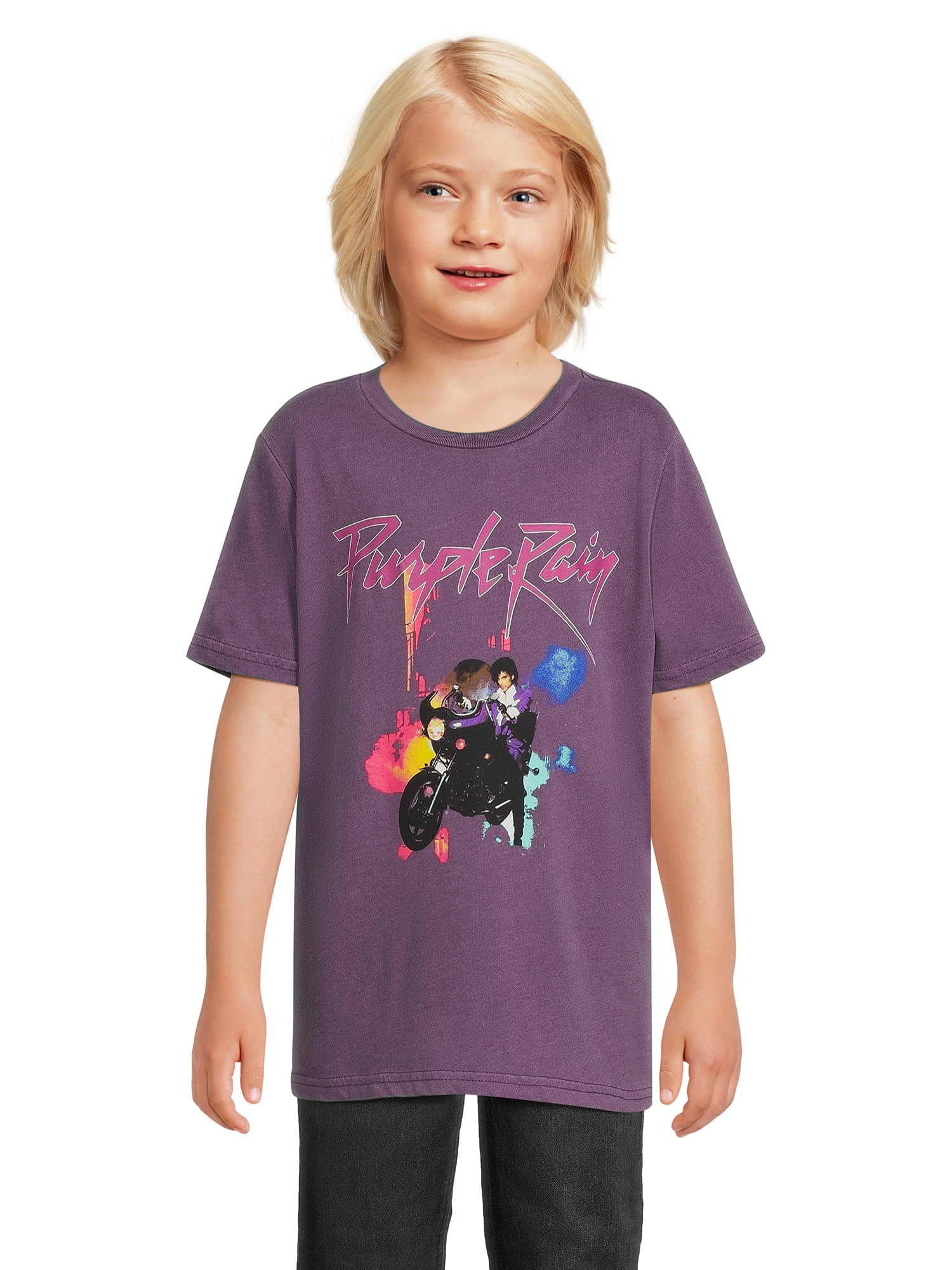 Prince Boys Short Sleeve Purple Rain Graphic T-Shirt, Sizes 4-18 ...