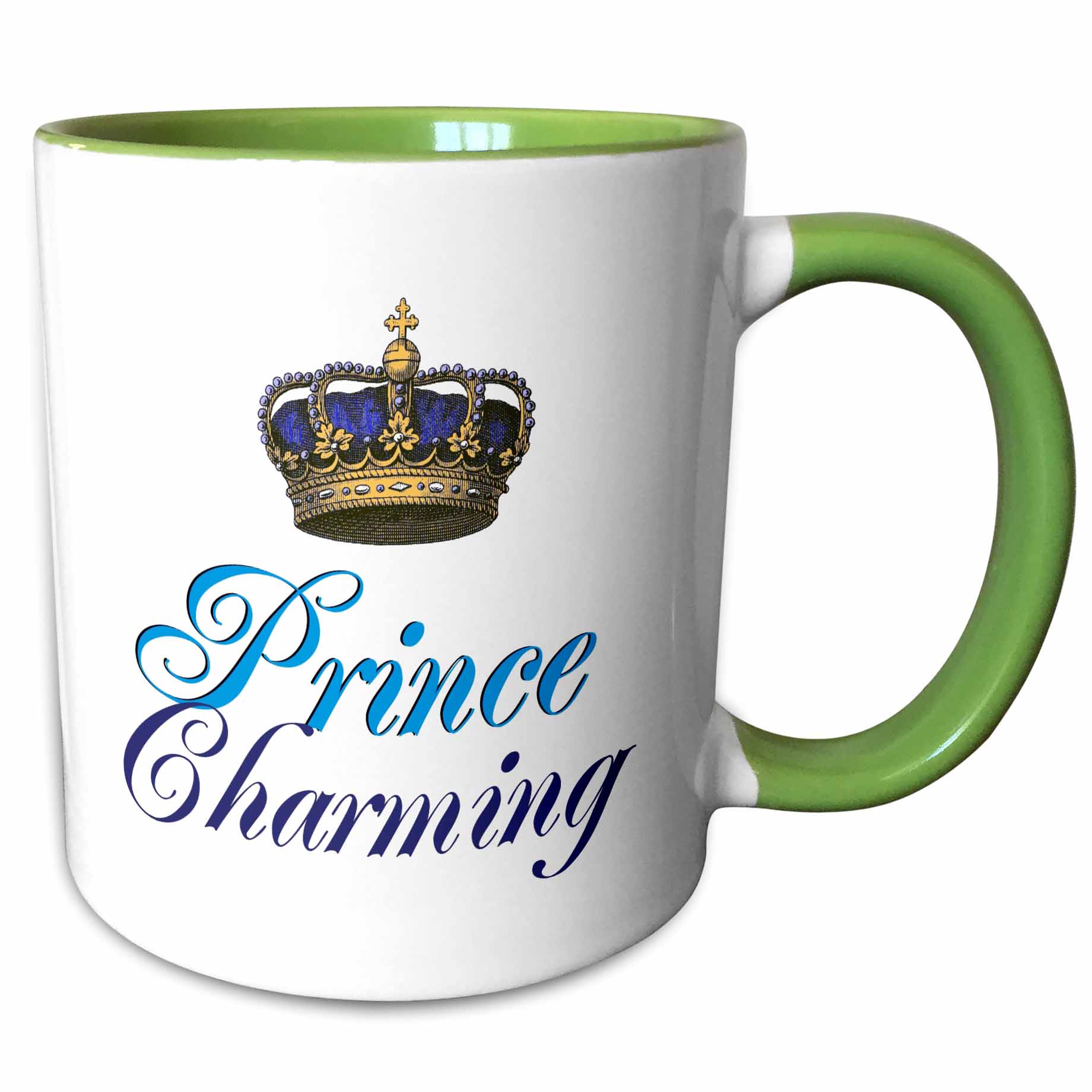 Prince Charming royal blue cursive script text with gold crown ...
