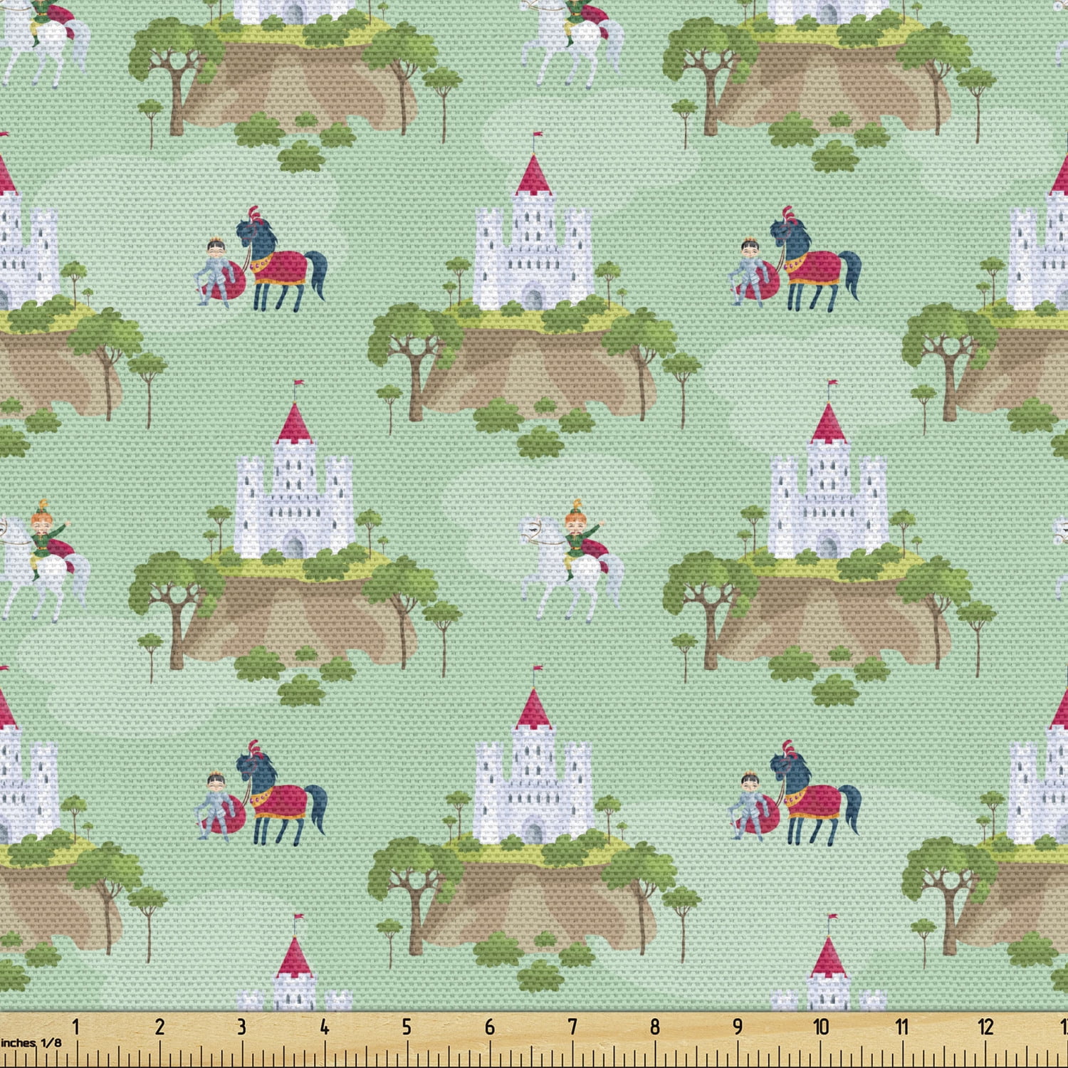 Prince Fabric by the Yard Upholstery, Cartoon Pattern of Royalty Knight ...