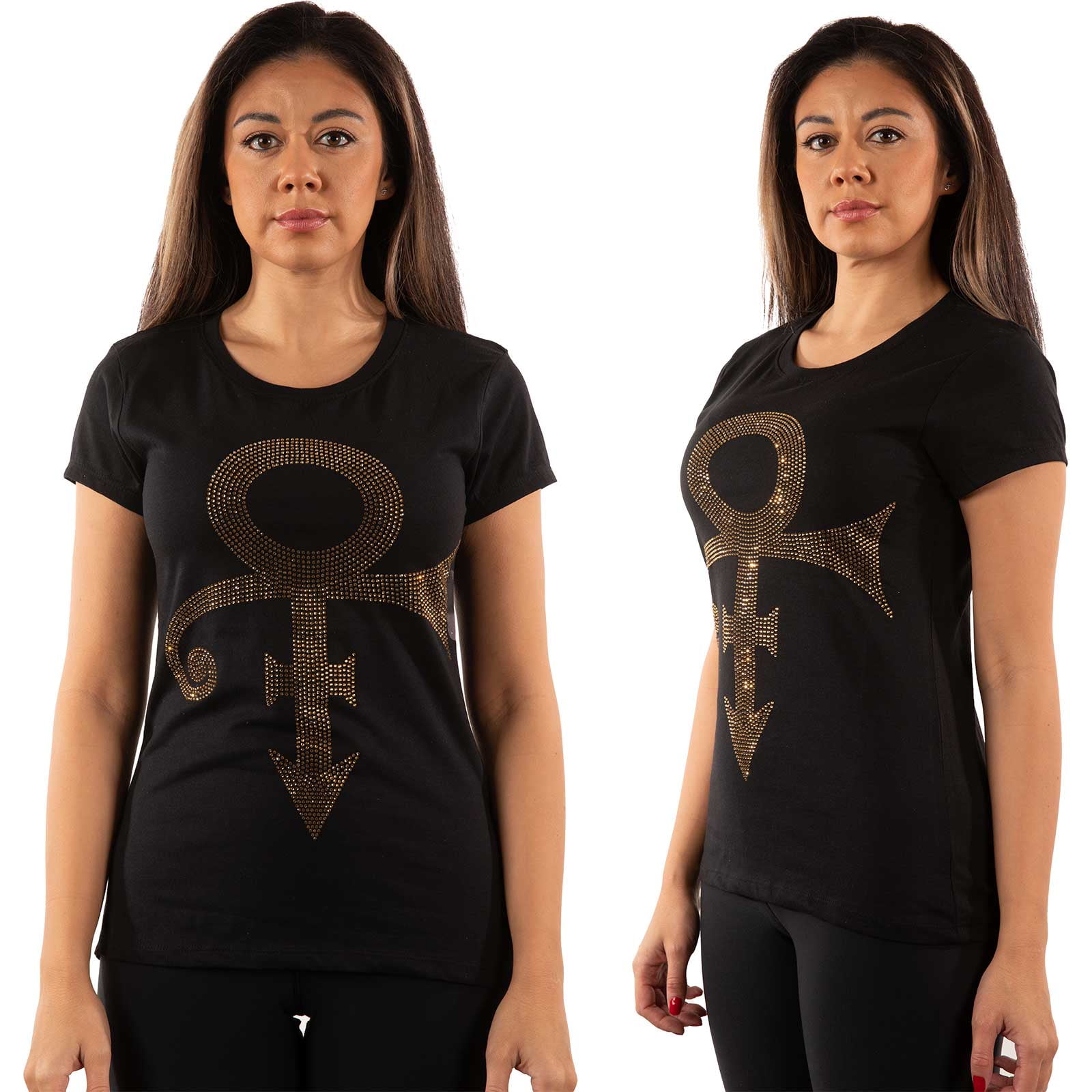 Prince Ladies Embellished T-Shirt: Gold Symbol (Large) - Walmart.com