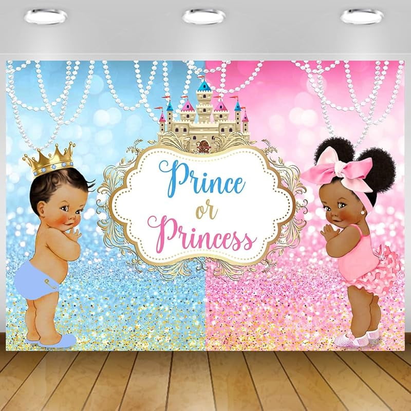 Prince Or Princess Gender Reveal Backdrop Blue Pink Glitter Dots Photography Background Castle ...