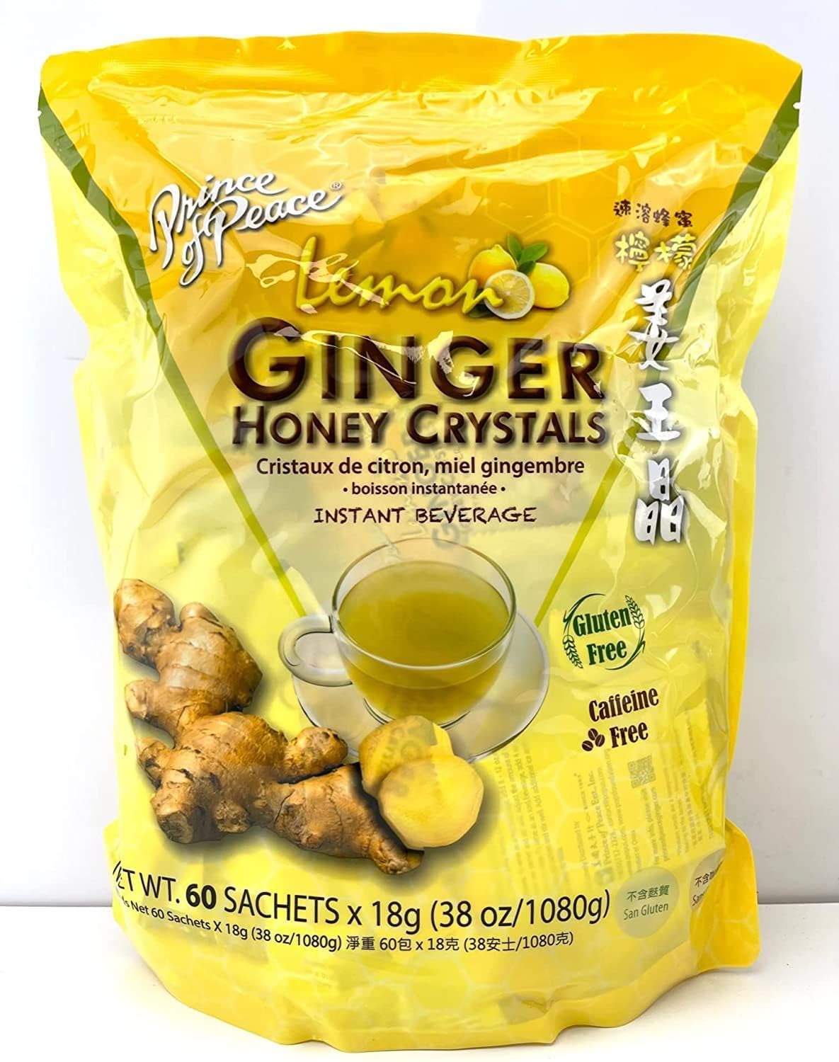 Prince of Peace Instant Ginger Honey Crystals with Lemon, 60 Sachets ...
