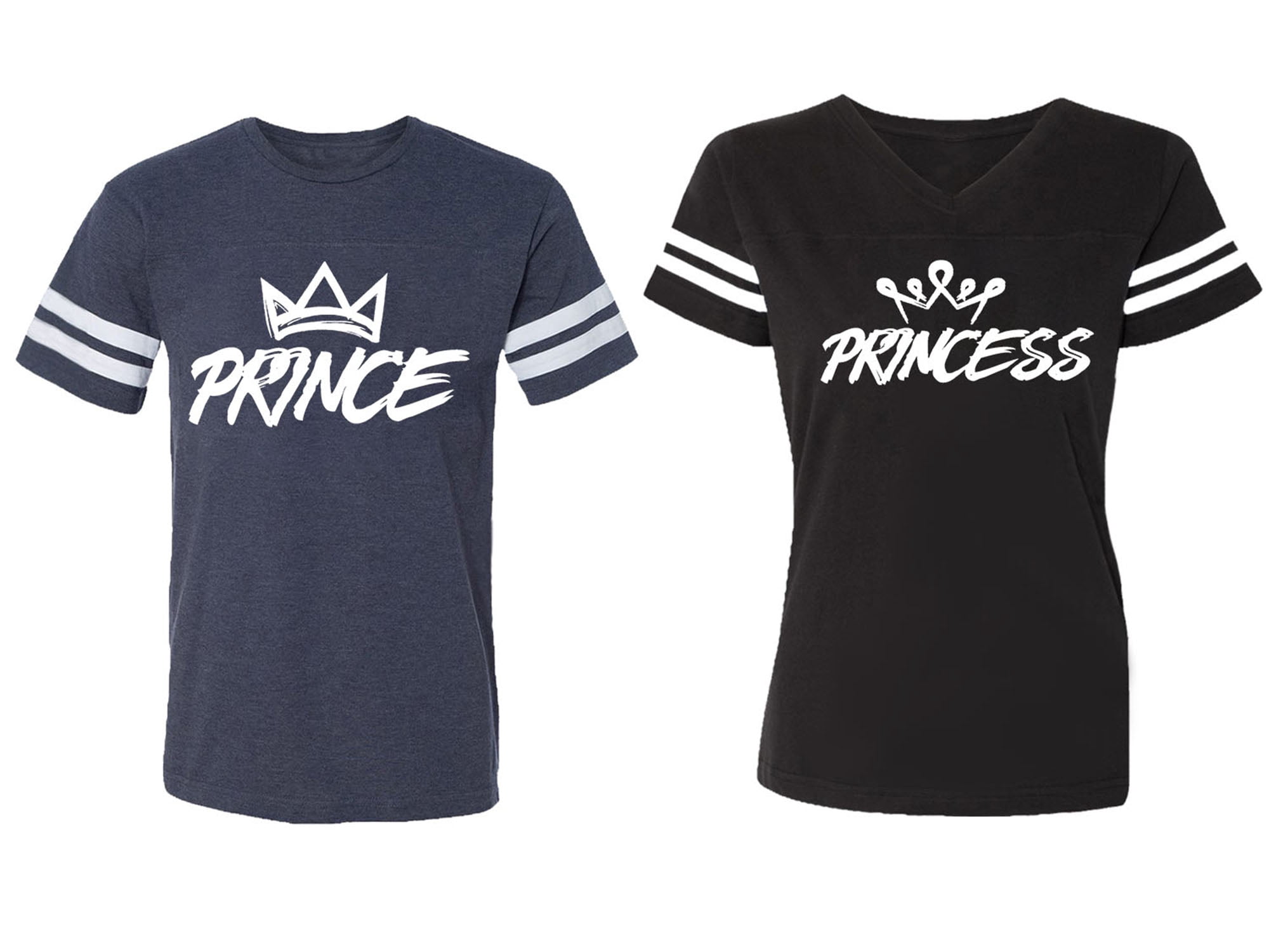 Prince & Princess Matching Couple Cotton Jerseys (Men Navy / Women ...
