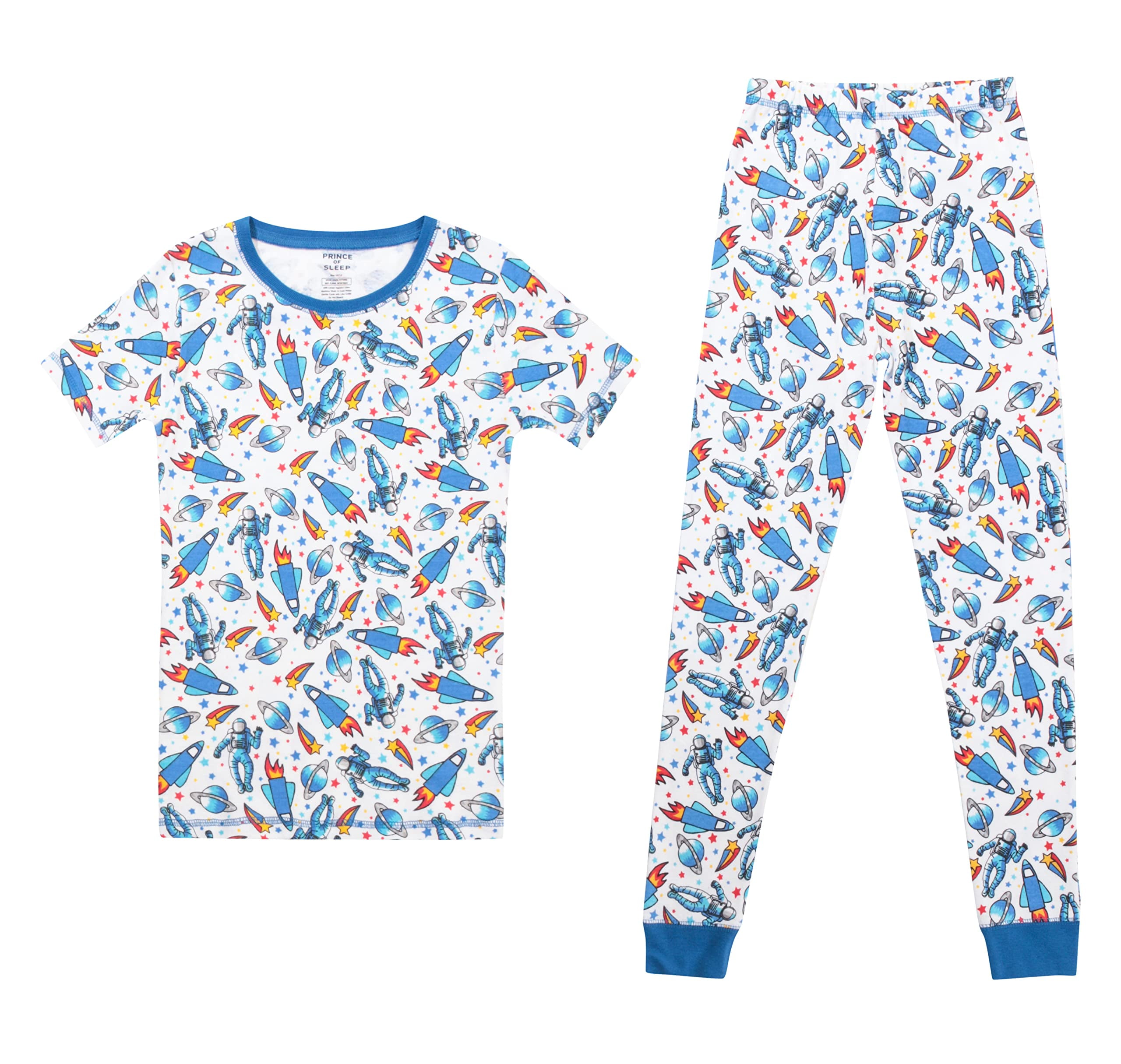 Prince of Sleep Boys' Cotton PJ Set: Short Sleeve Tee & Jogger ...