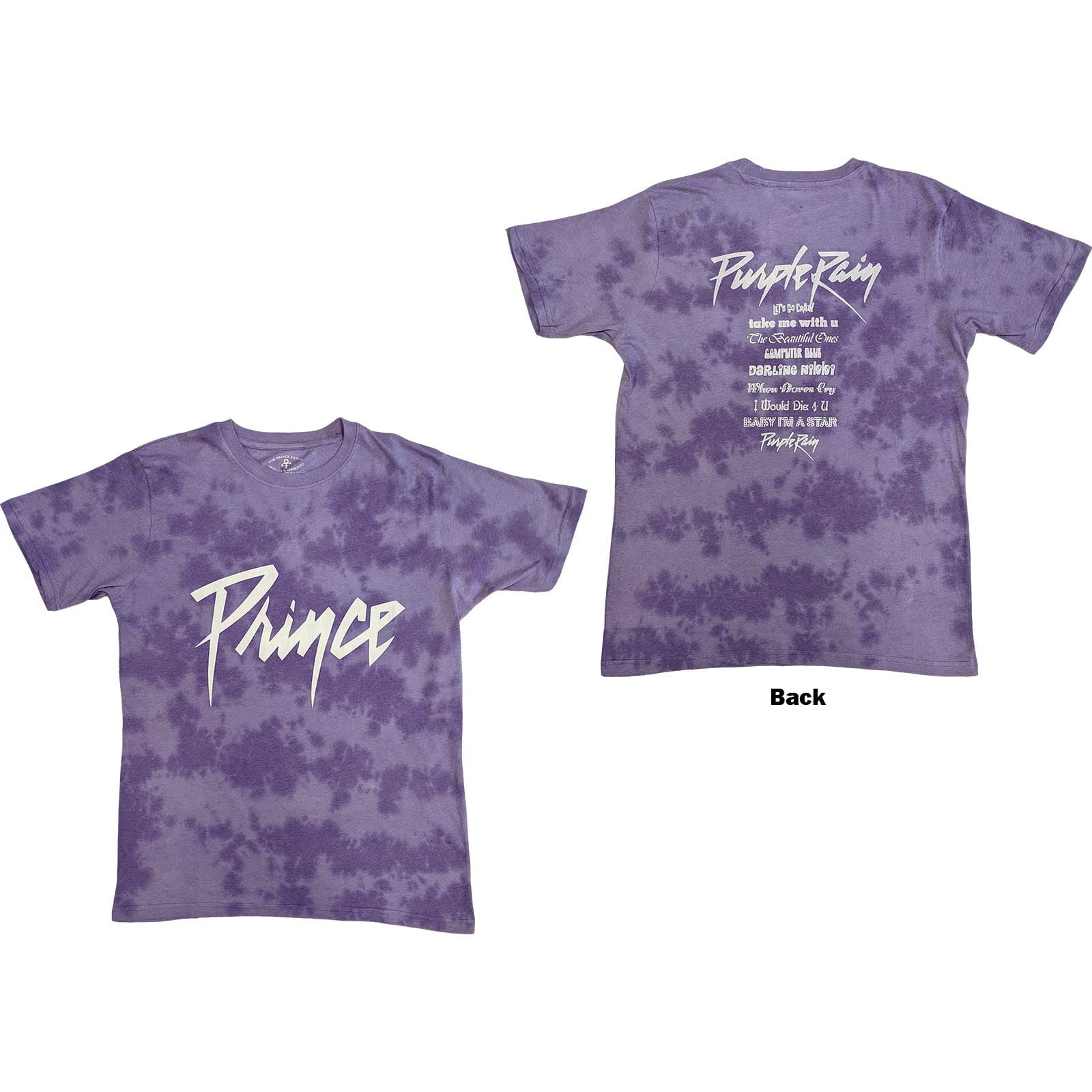 Prince Unisex T-Shirt Purple Rain (Wash Collection & Back Print) (XX ...