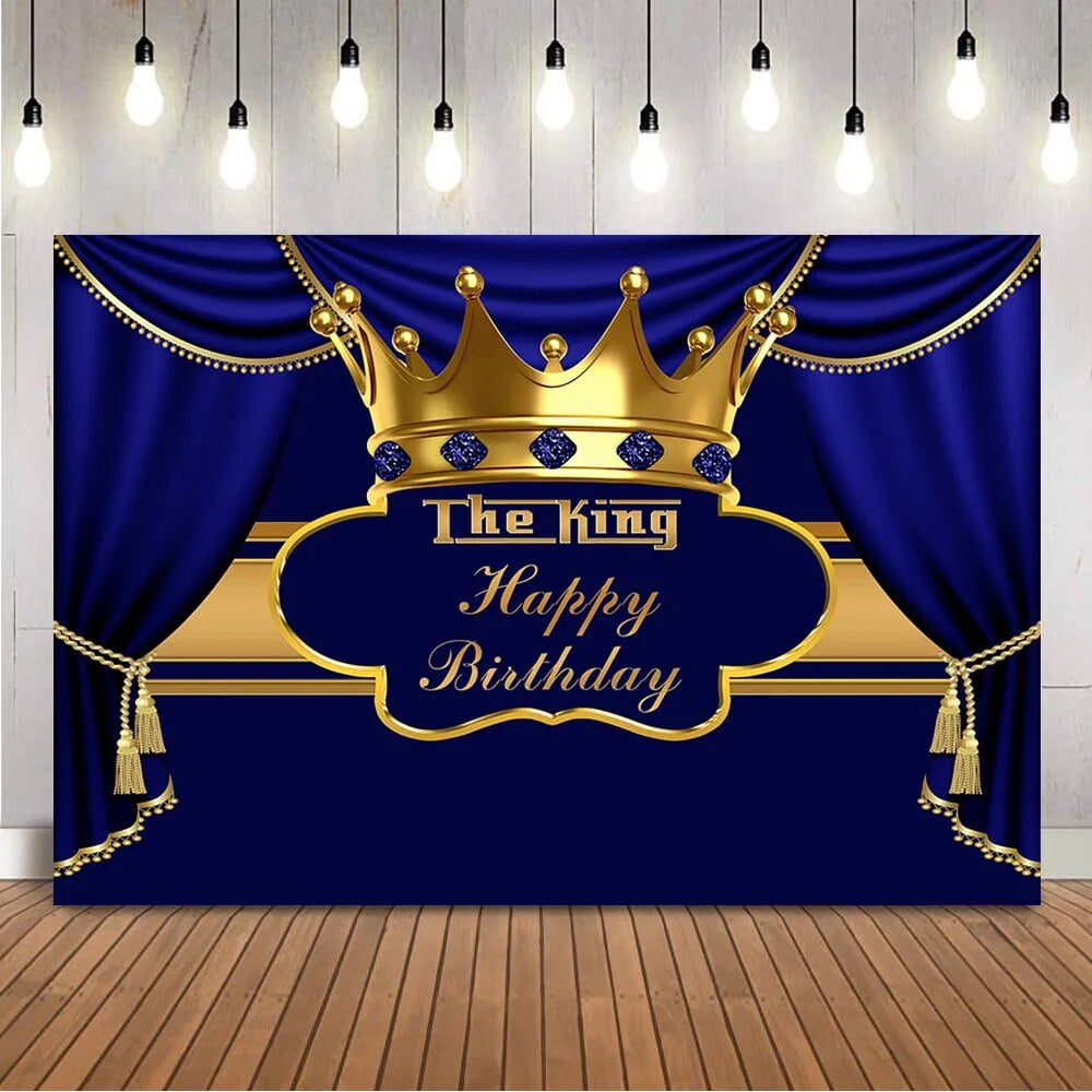 Prince happy birthday Backdrop Gold Crown Black curtrain background for ...