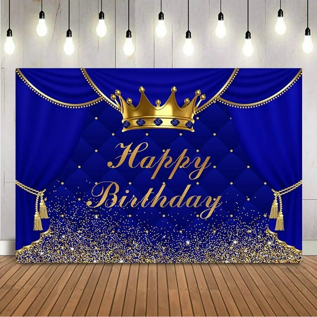 Prince happy birthday Backdrop Gold Crown Black curtrain background for ...