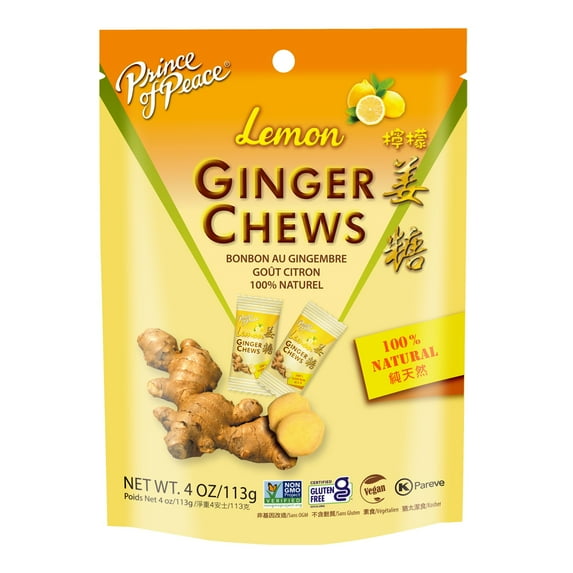 Prince of Peace 100% Natural Lemon Ginger Chews, Chewy Candy - 4 oz ...
