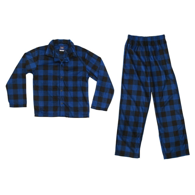 Prince of Sleep Boys Velour Pajama Coat Sets (Blue Buffalo Plaid, 5-6 ...