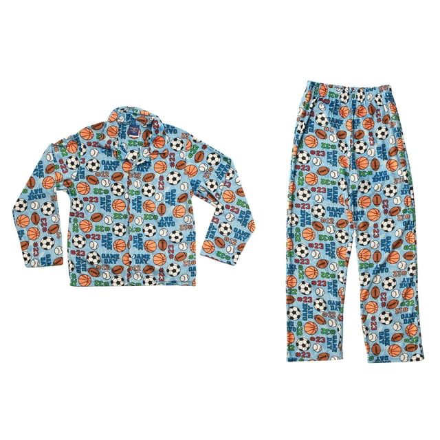 Prince of Sleep Boys Velour Pajama Coat Sets, Size 8, Blue Game Day ...