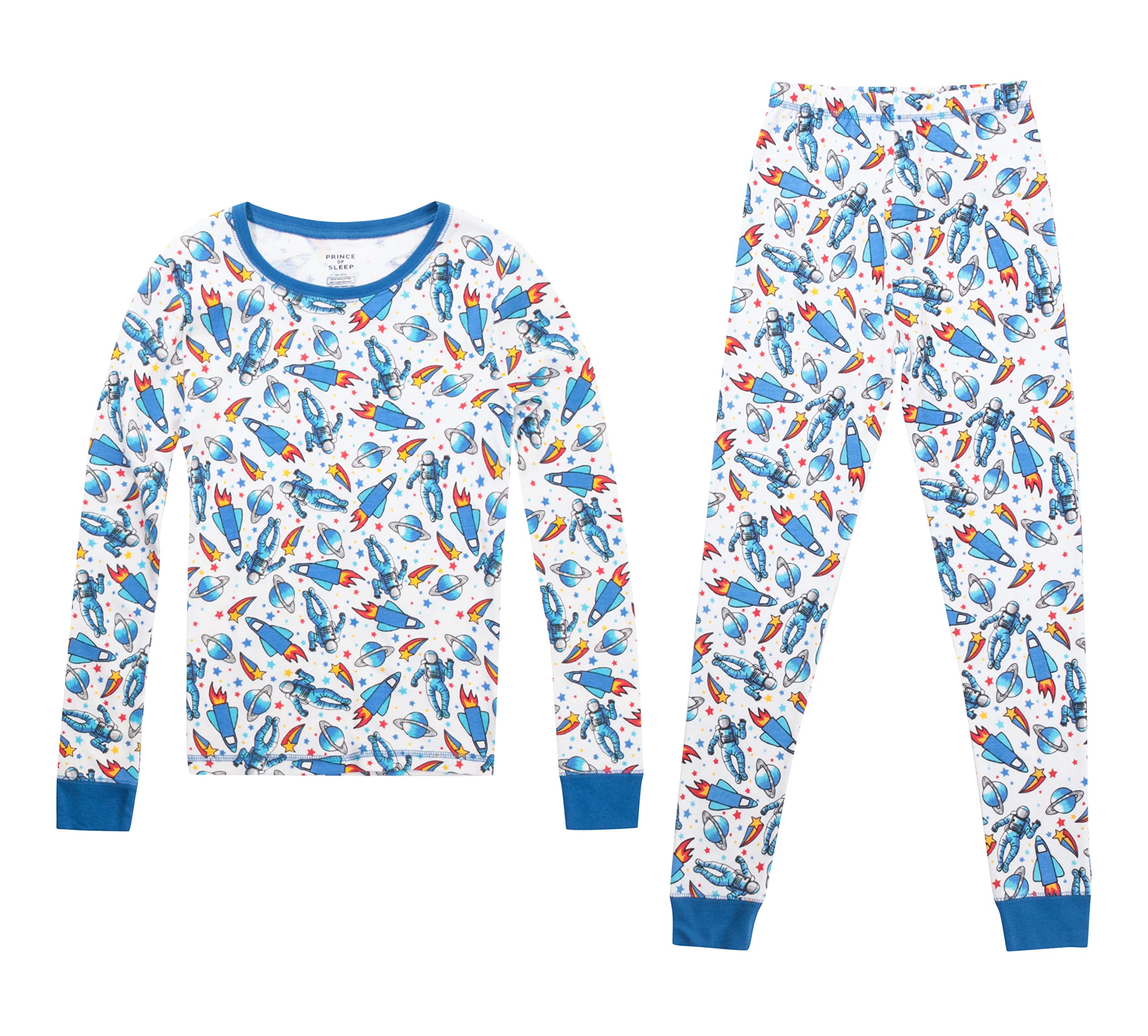 Prince of Sleep Cotton Pajamas Sets for Boys 34503-10610-10-12 (White ...