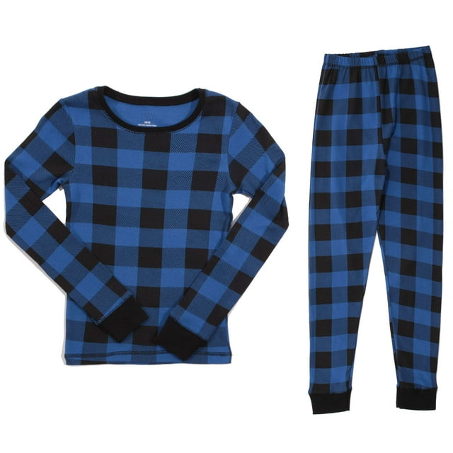 Prince of Sleep Boys Cotton Pajamas, Buffalo Plaid - Royal/Black, Kids ...