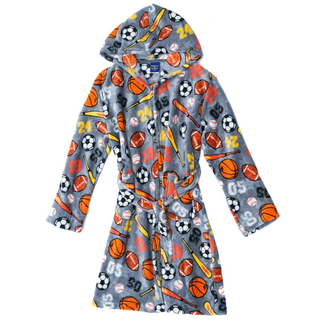 Prince of Sleep Hooded Bath Robe for Kids and Youth, Boys Solid Fleece ...