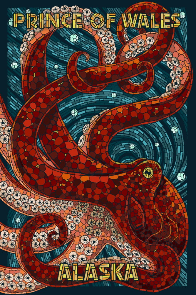 Prince of Wales, Alaska, Octopus Mosaic (24x36 Giclee Gallery Art Print ...