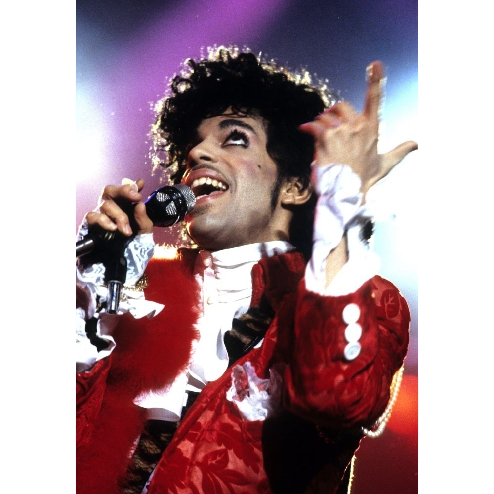 Prince performing on a TV show Los Angeles CA April 10 1984. ph: Ron ...