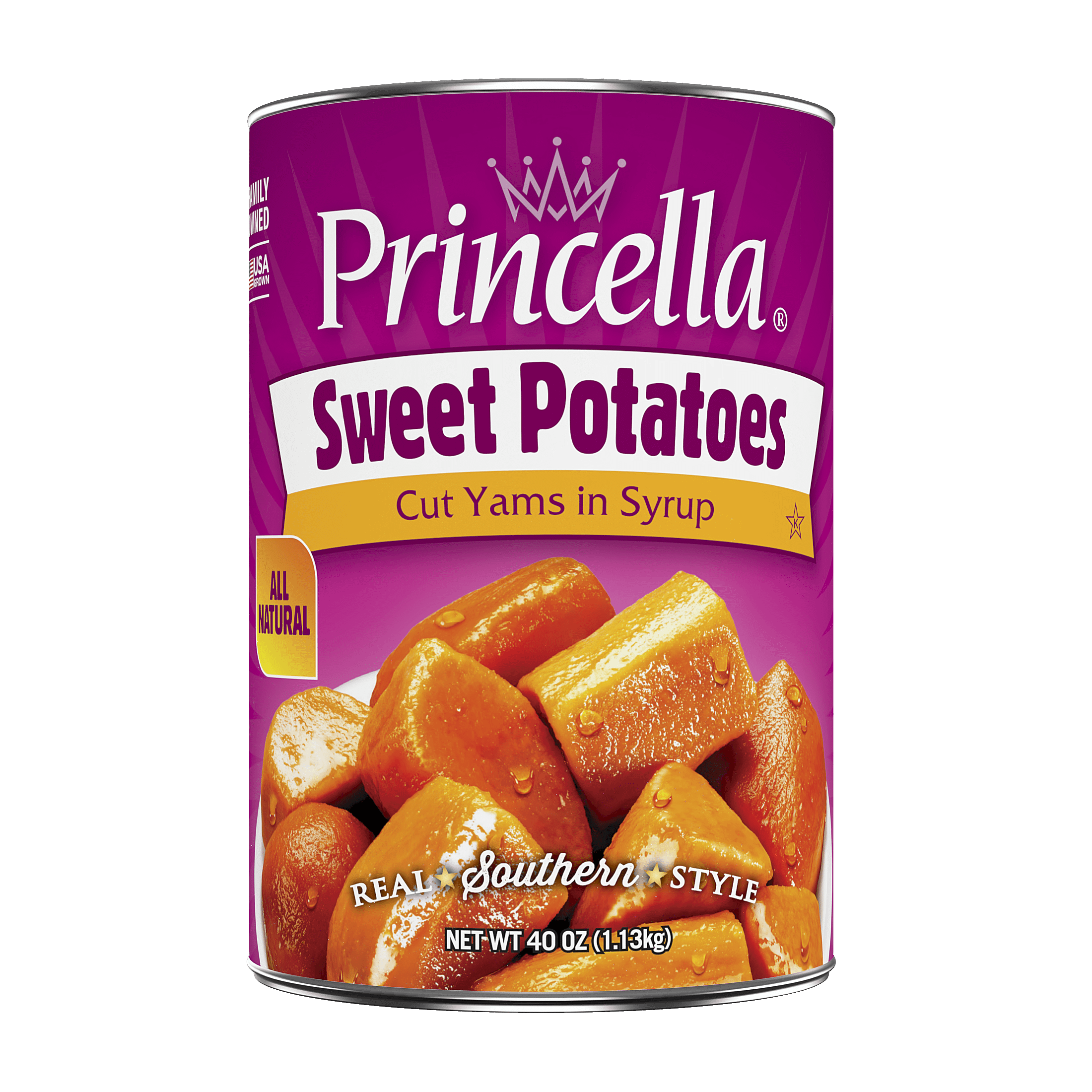 Princella Sweet Potatoes Cut Yams in Syrup, 40 oz, Gluten-Free, Low Fat ...