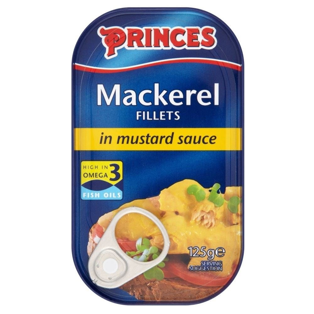 Princes Mackerel Fillets AJH3 in Mustard Sauce (125g) - Pack of 6 ...