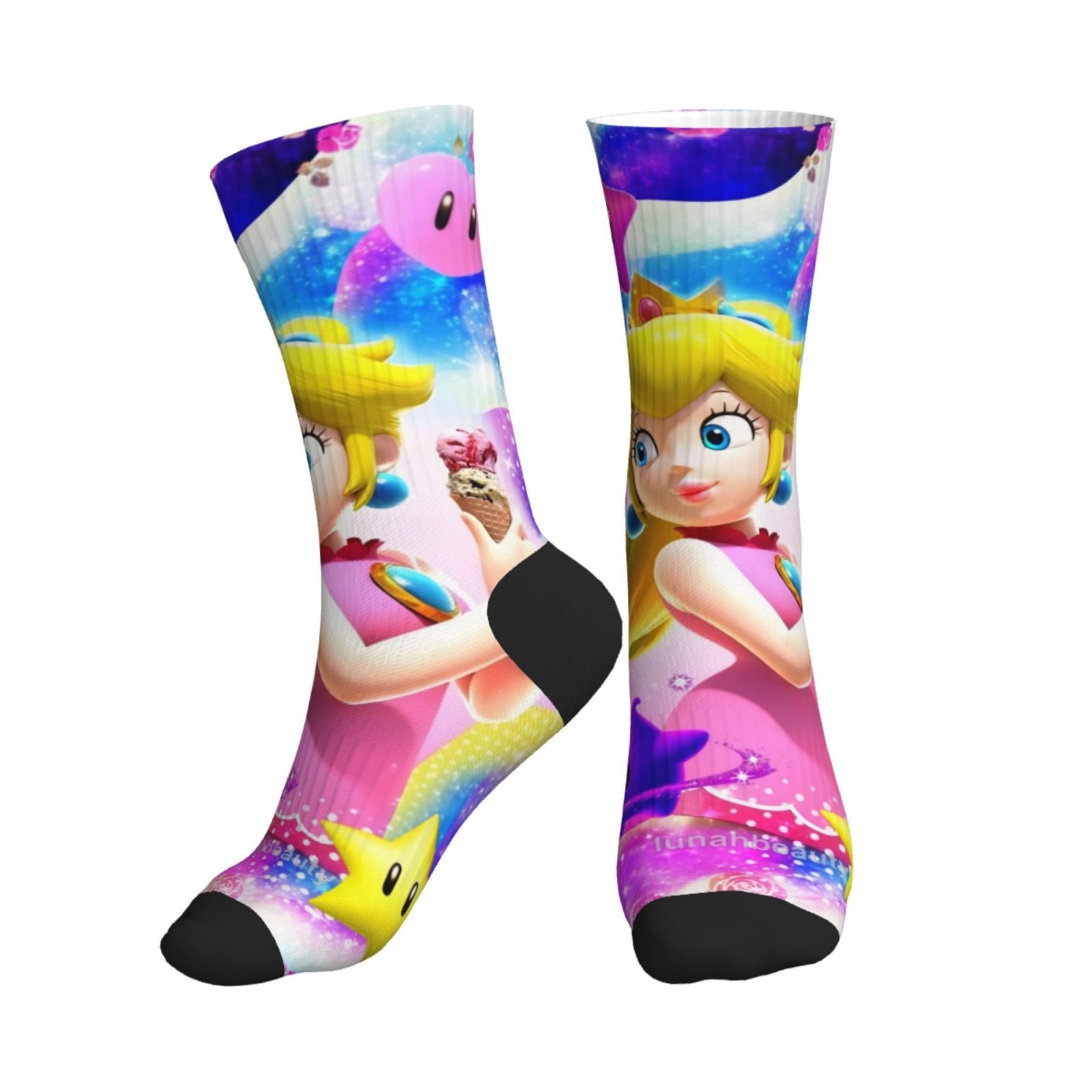 Princesa Peaches Fondo Mario Bros Crew Socks, Funky Silky Comfort Socks ...