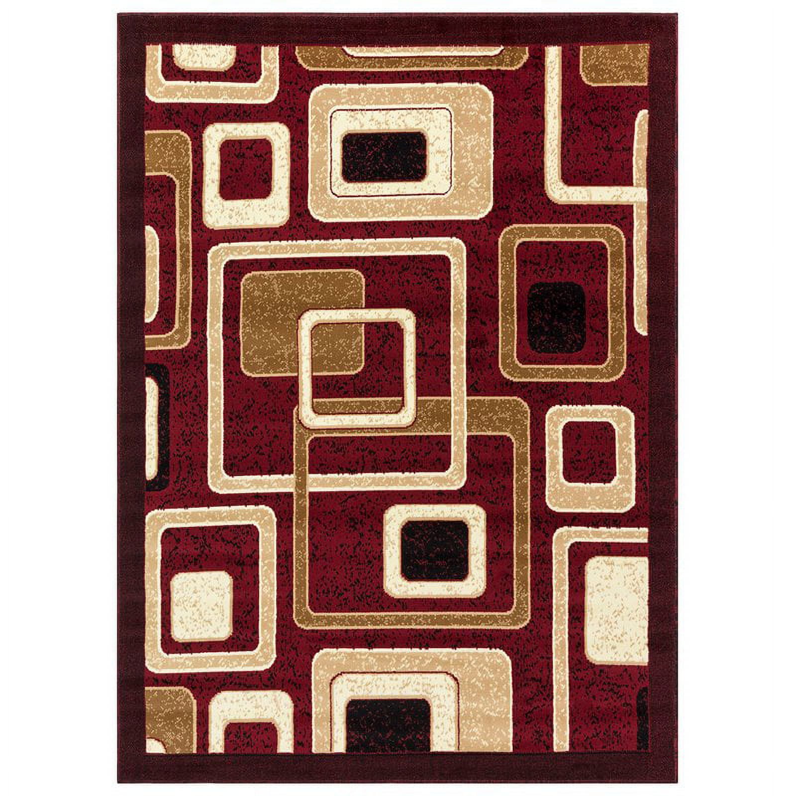 Princess 5x7 Geometric Swirl Abstract Area Rug 807 in Beige Burgundy ...