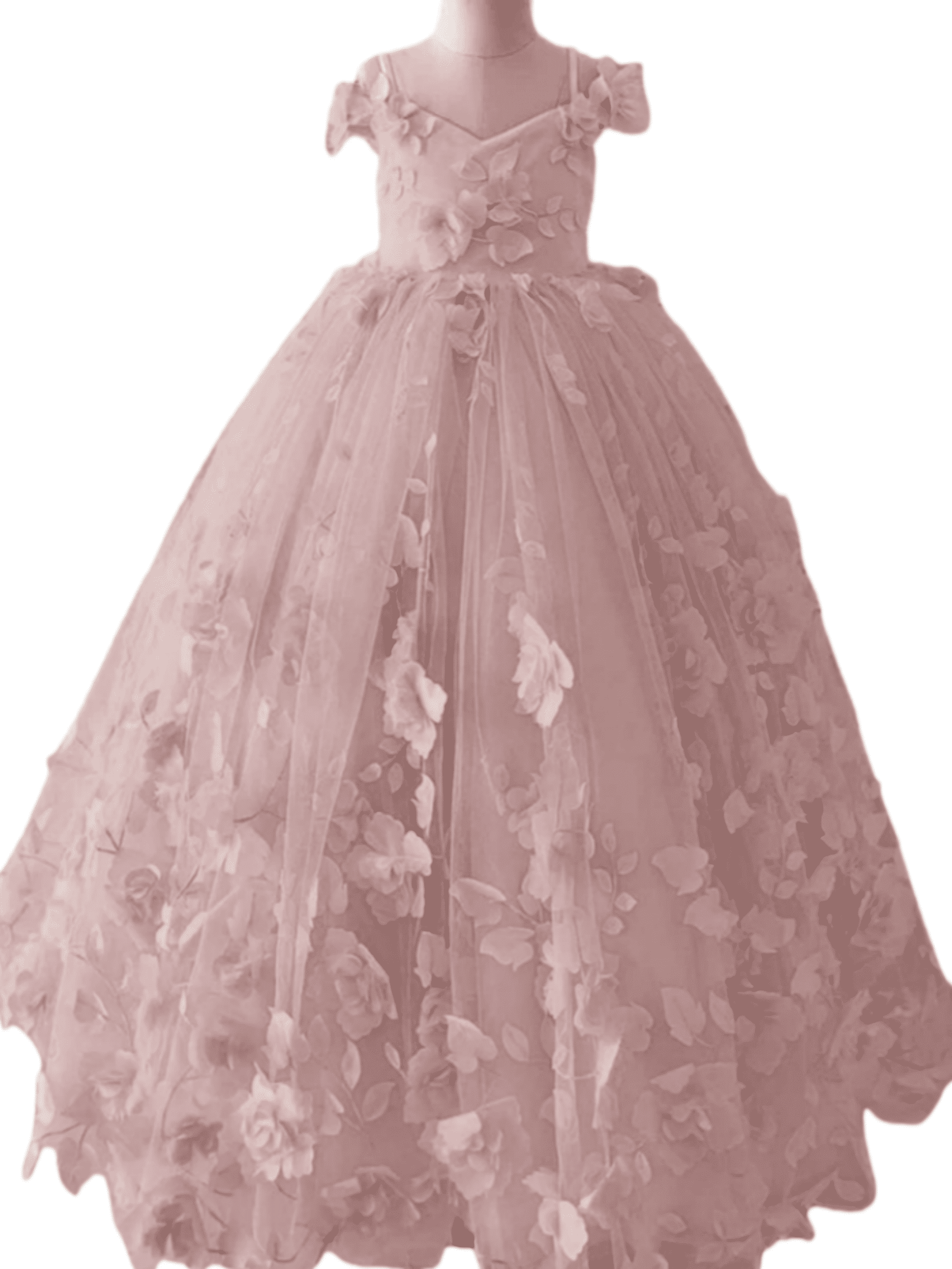 Princess 7D Floral Flower Girls Dresses with Bow Cold Shoulder Kids ...