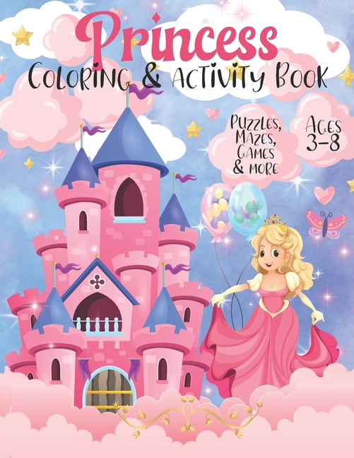 Princess Activity & Coloring Book: Cute Princess Themed Activity Book ...
