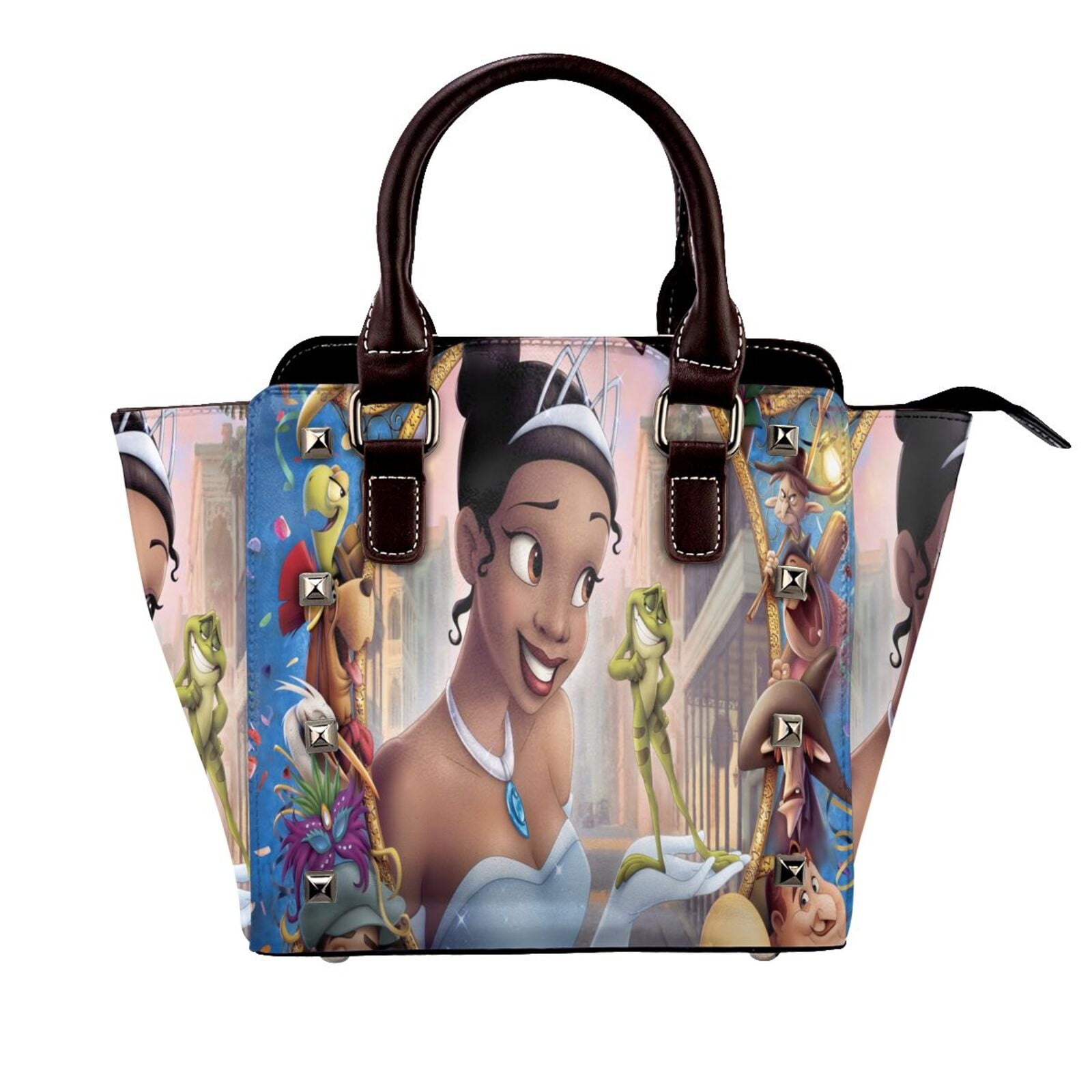 Princess And Frog Beautiful Handbag Leather Rivet Shoulder Bag Luxury ...