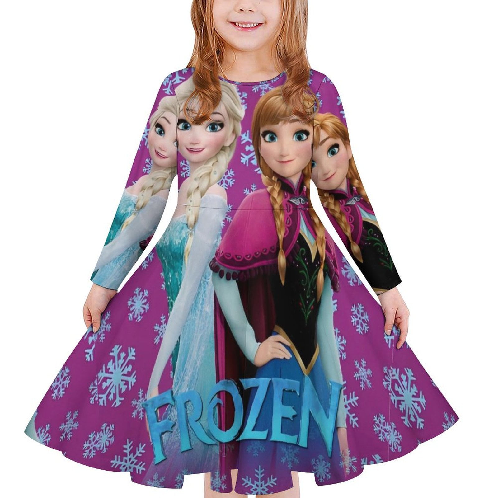 Princess Anna And Princess Elsa Girls Cartoon Dress Dresses Casual Long ...