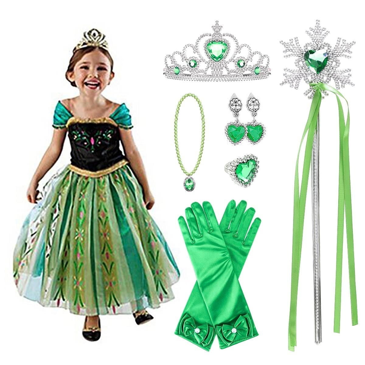 Princess Anna Costumes Birthday Dress Up for Little Girls with Crown ...