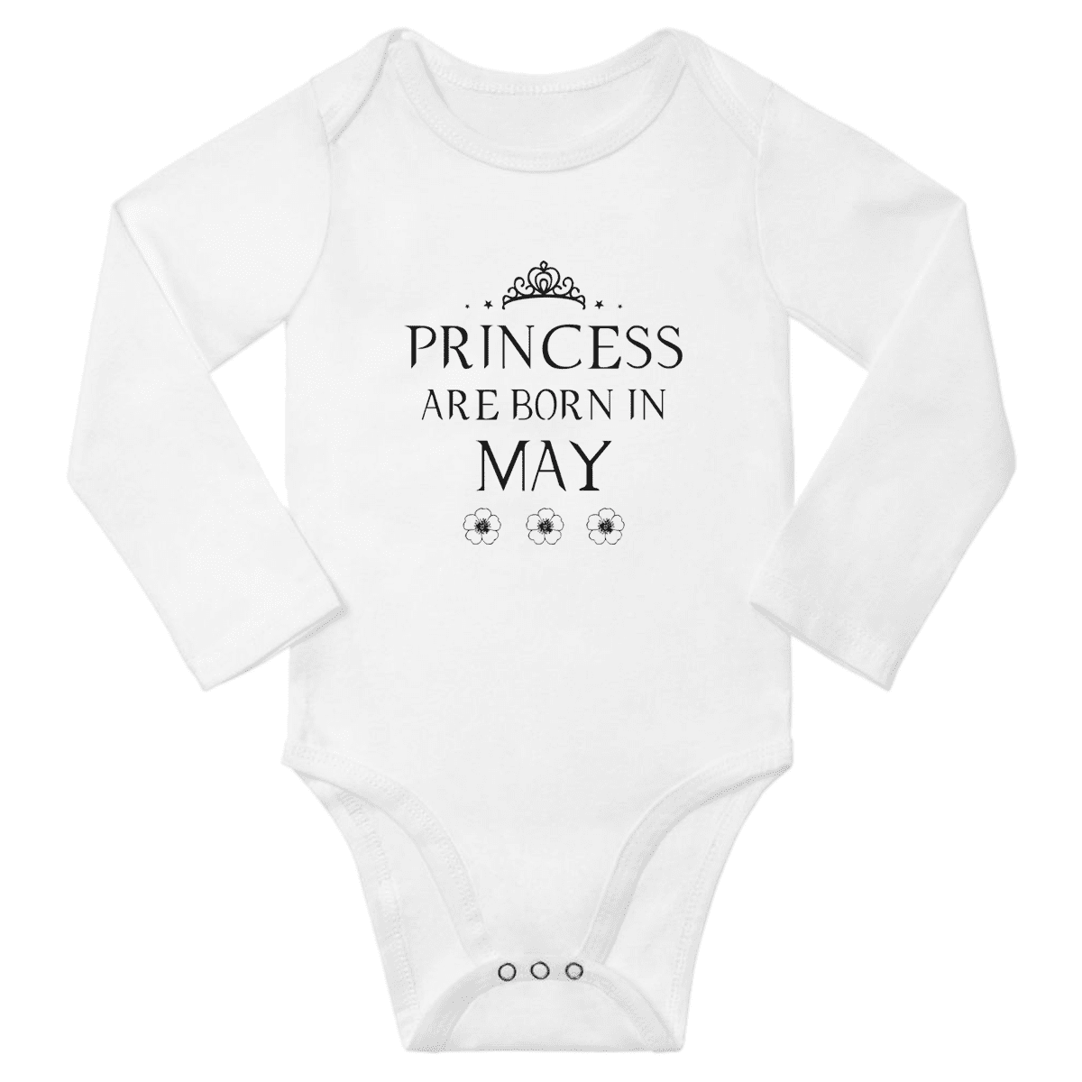 Princess Are Born In May Cute Baby Long Sleeve Clothing Bodysuits Boy ...