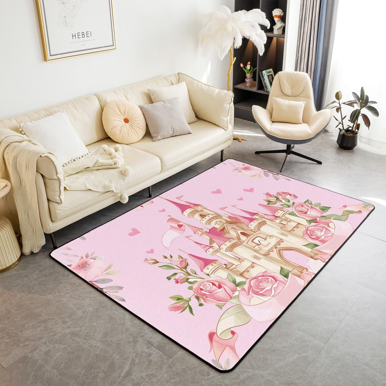 Princess Area Rug ,Romantic Fairy Tale Dreamy Castle Girls Non Slip ...